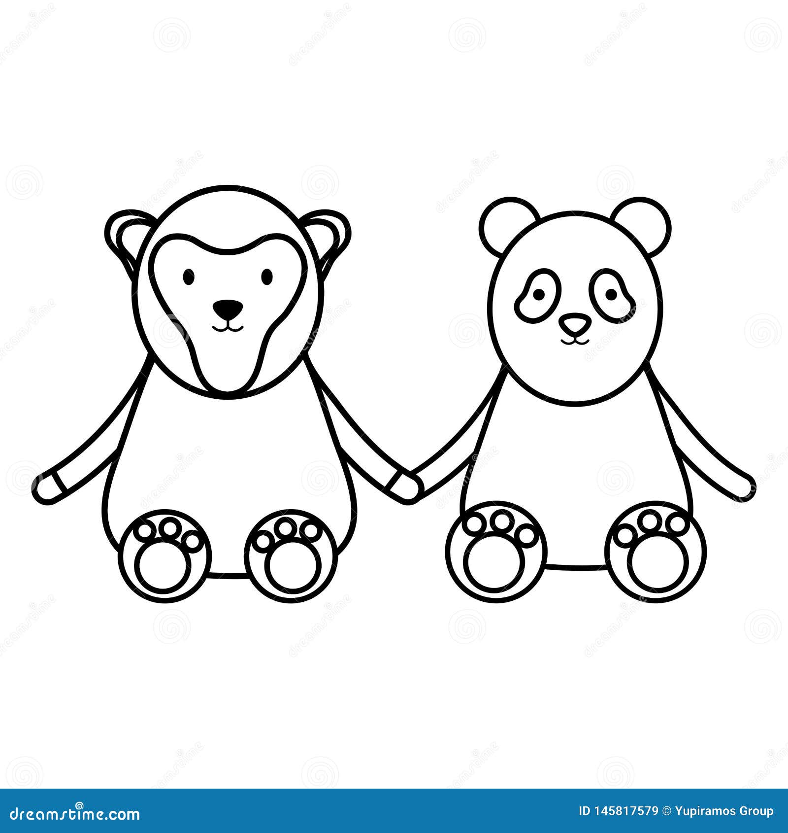 Cute Bear Panda and Monkey Characters Stock Vector - Illustration of ...