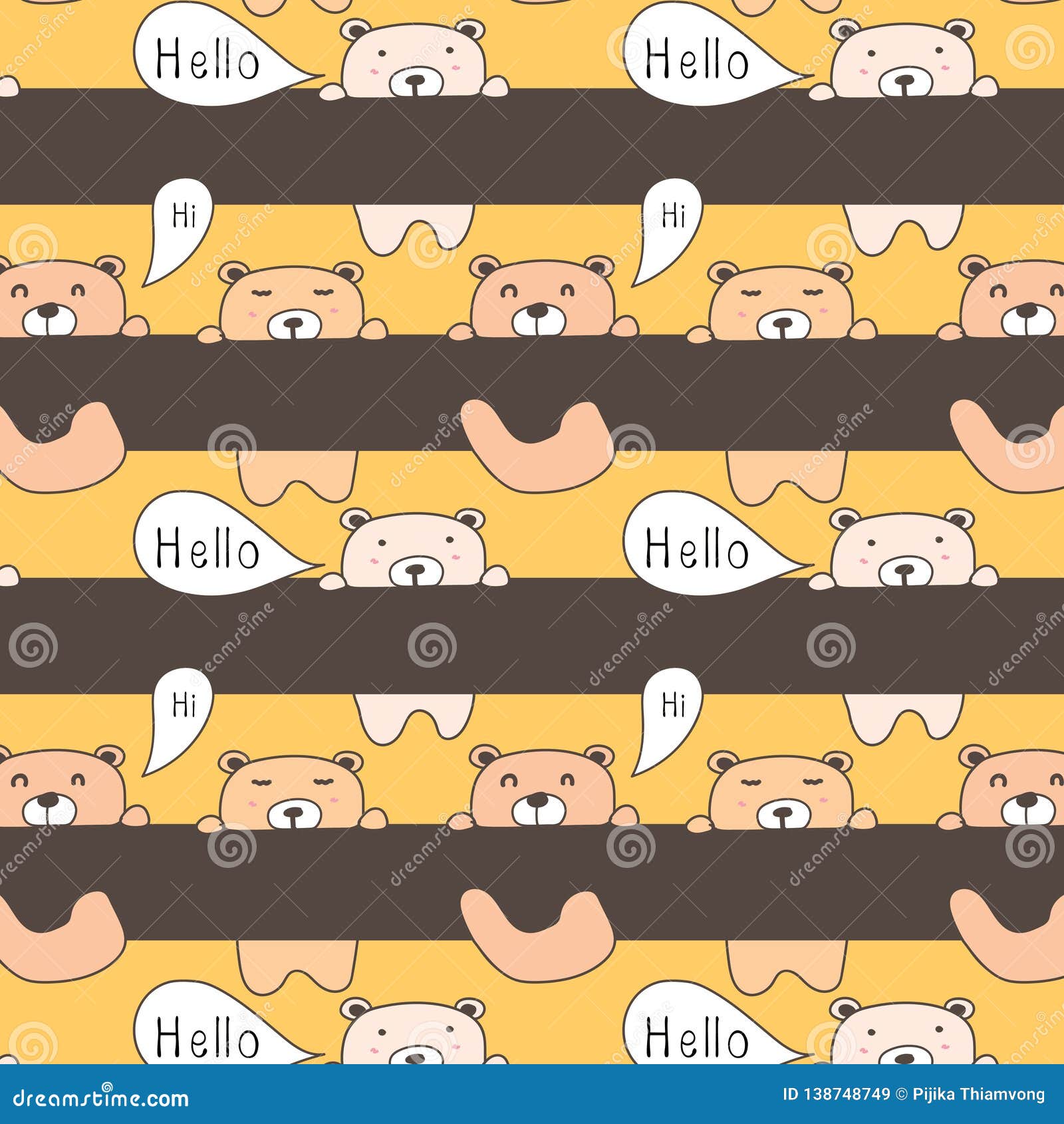 Cute Bear Pattern Background. Stock Vector - Illustration of elements ...