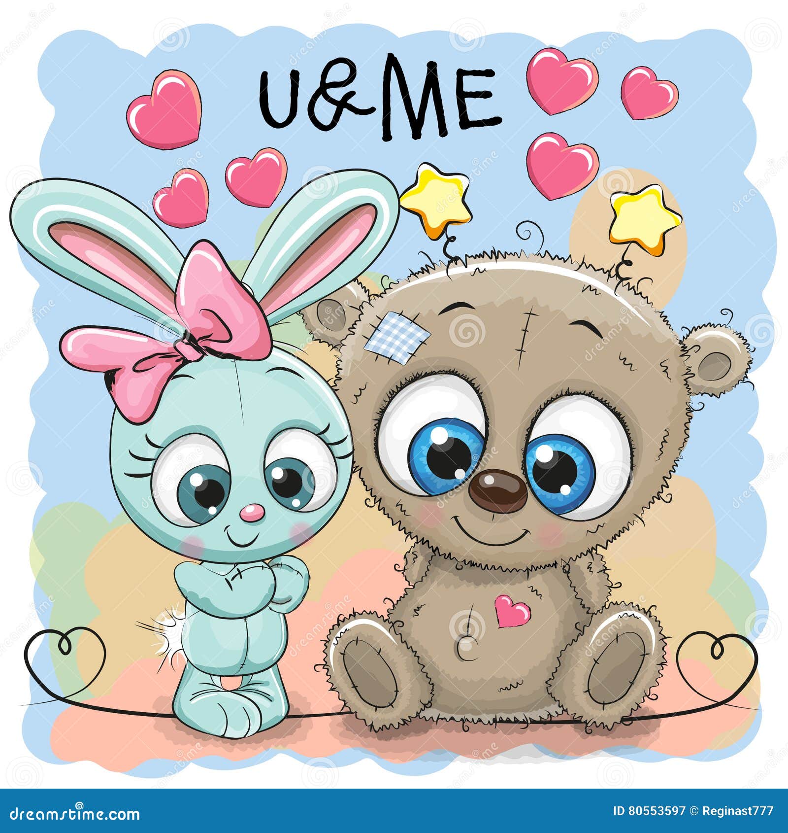 Cute Bear and rabbit girl stock vector. Illustration of black - 80553597