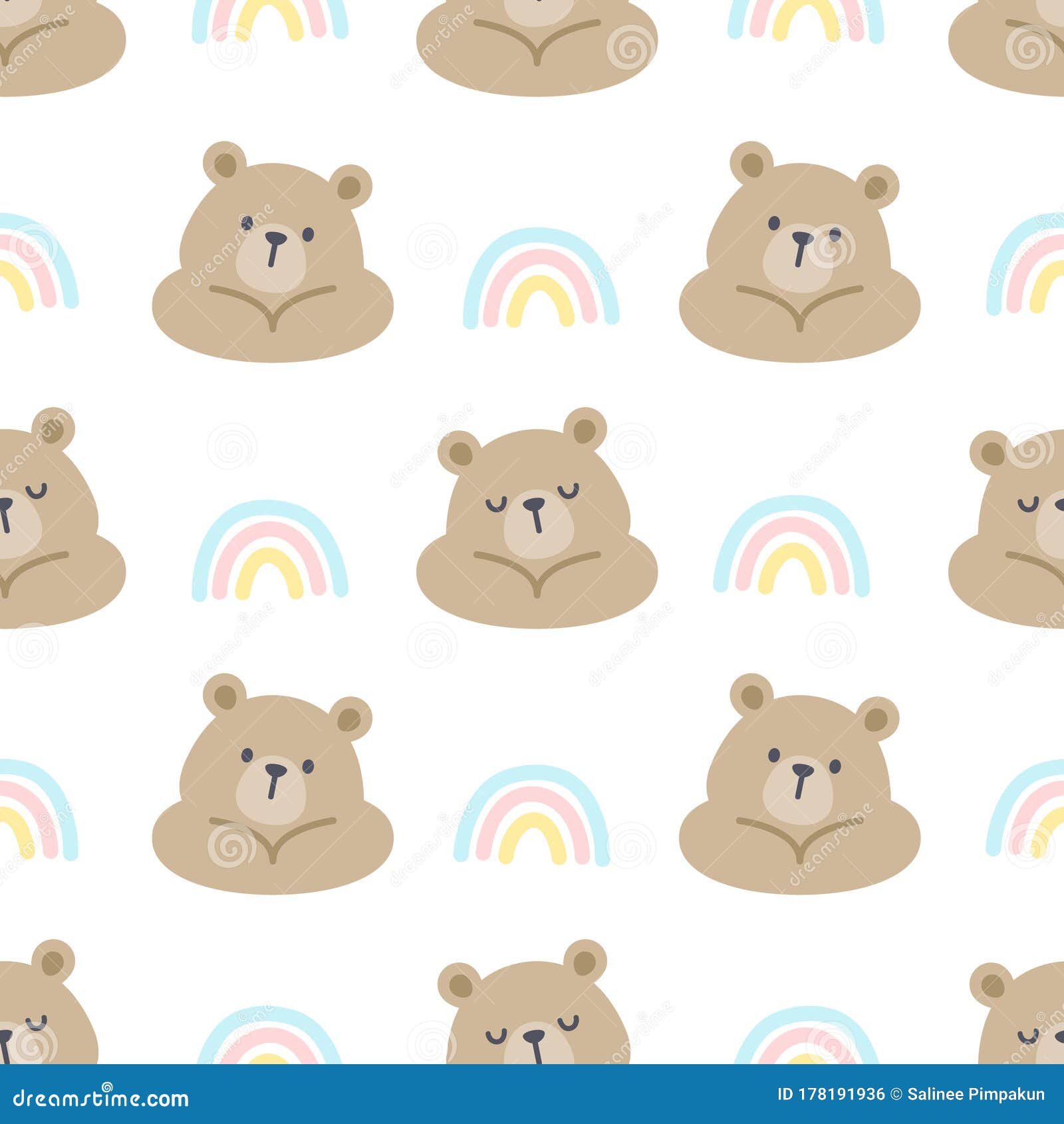 Cute Bear an Rainbow Seamless Pattern Background Stock Illustration ...