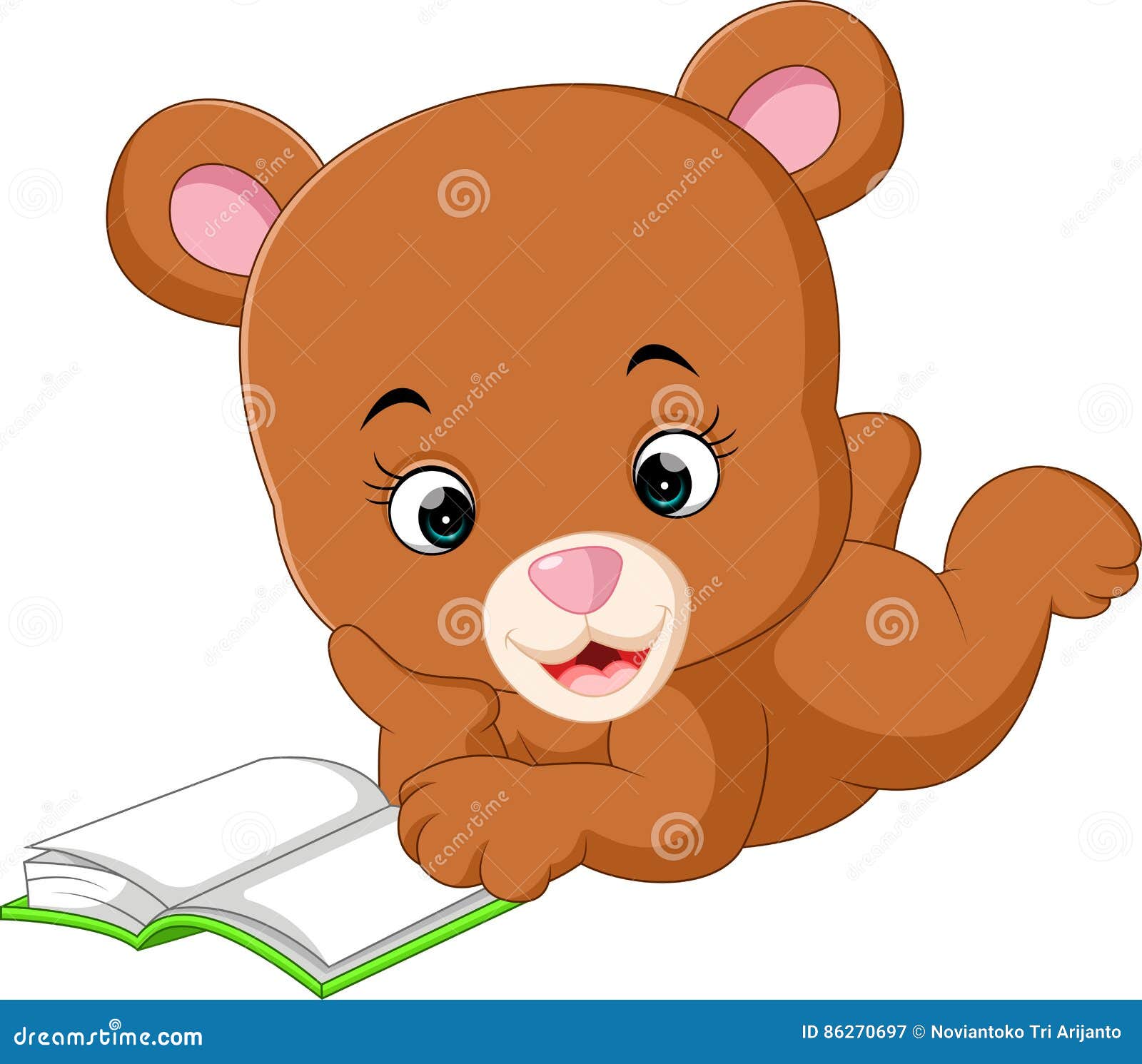 Cute Bear Reading Book Cartoon Stock Vector - Illustration of mammal ...