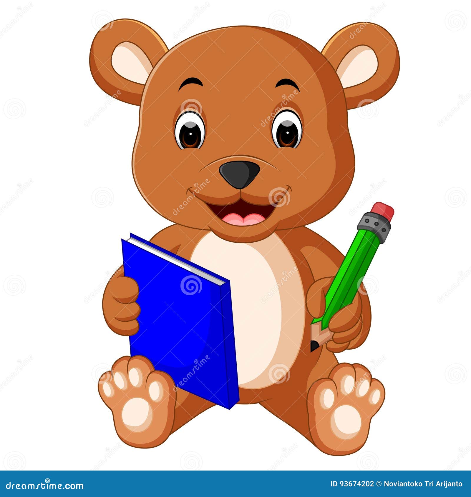 Cute bear reading book stock vector. Illustration of student - 93674202