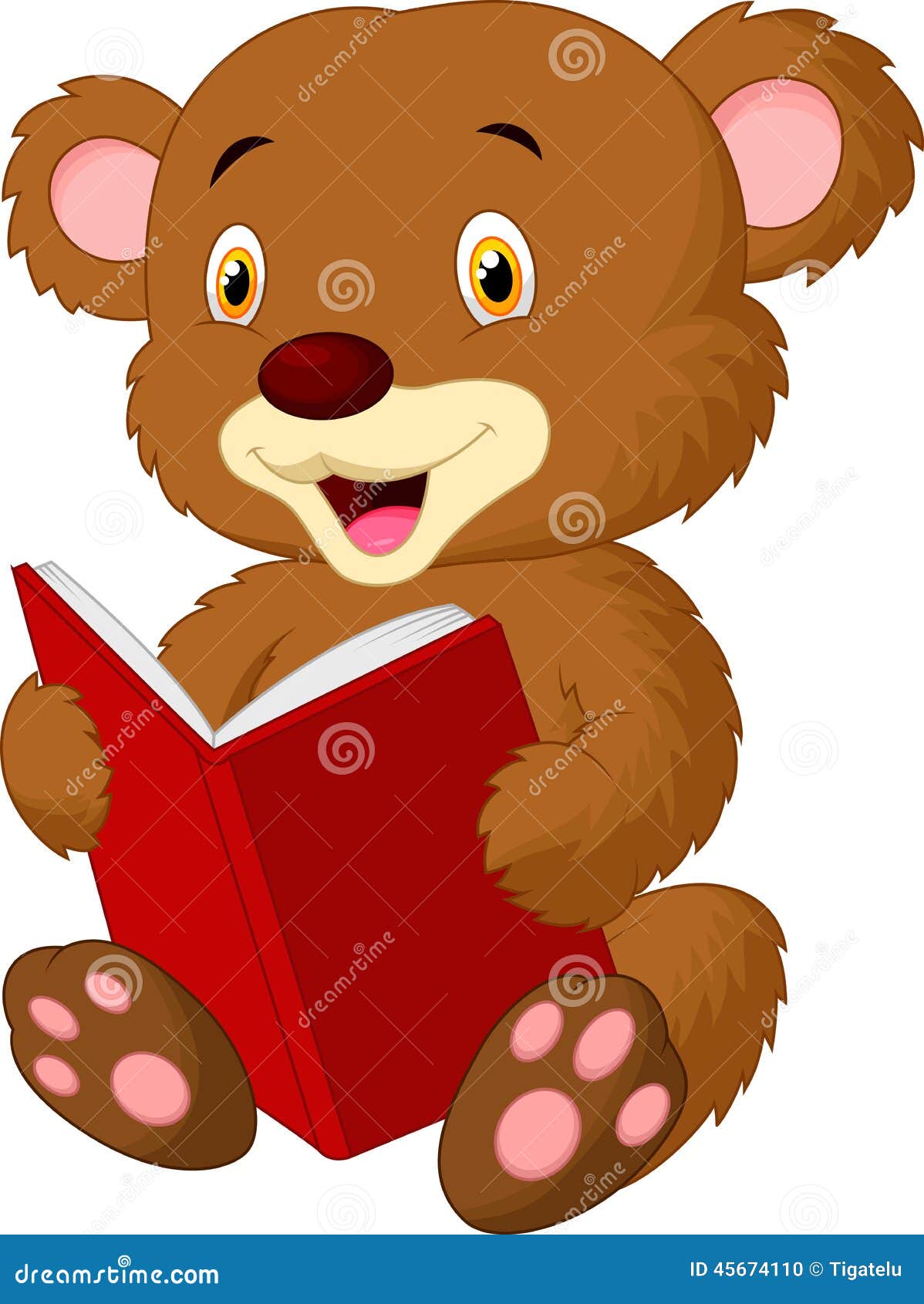 Cute bear reading stock vector. Illustration of education - 45674110