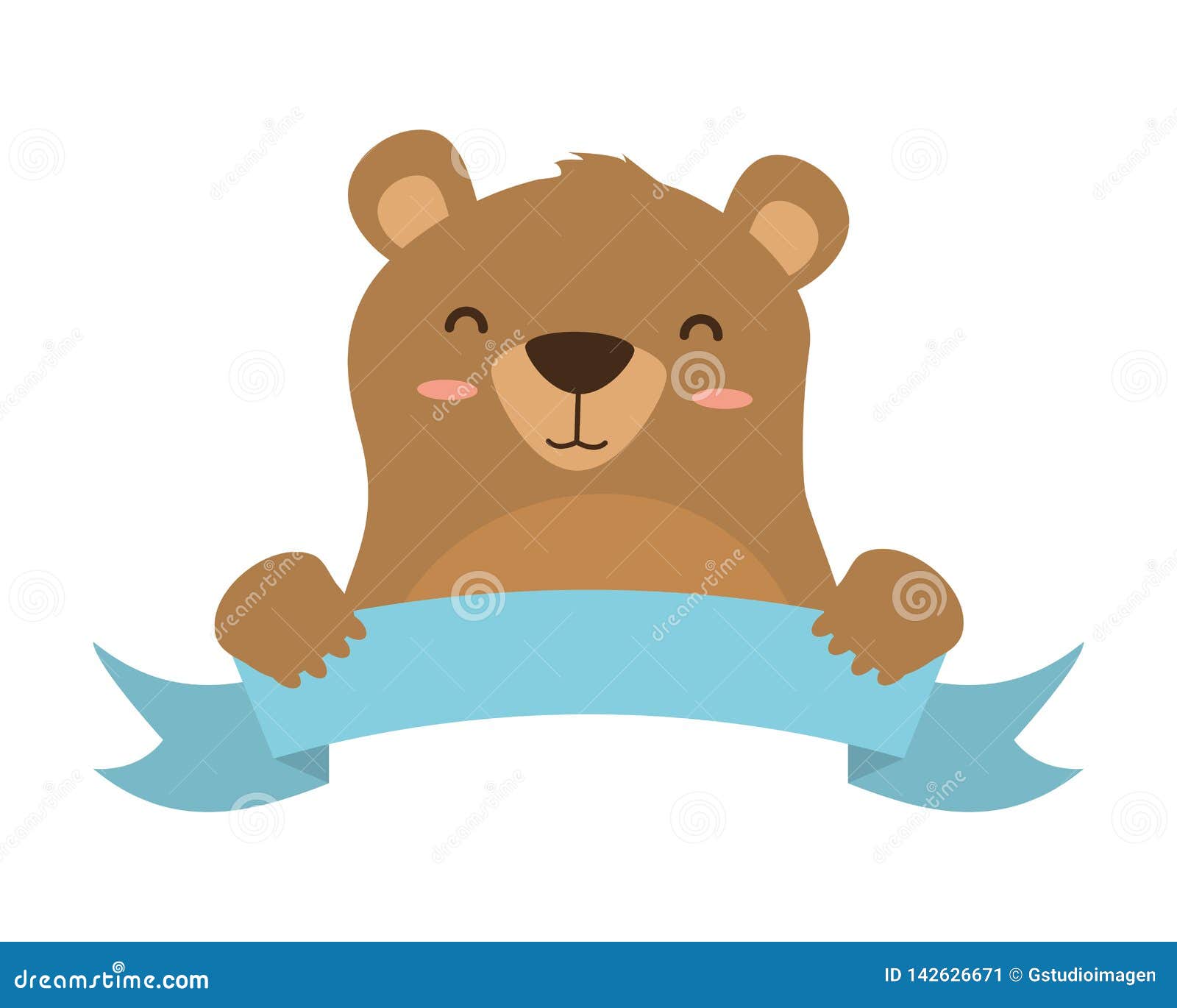 Cute bear and ribbon stock vector. Illustration of greeting - 142626671