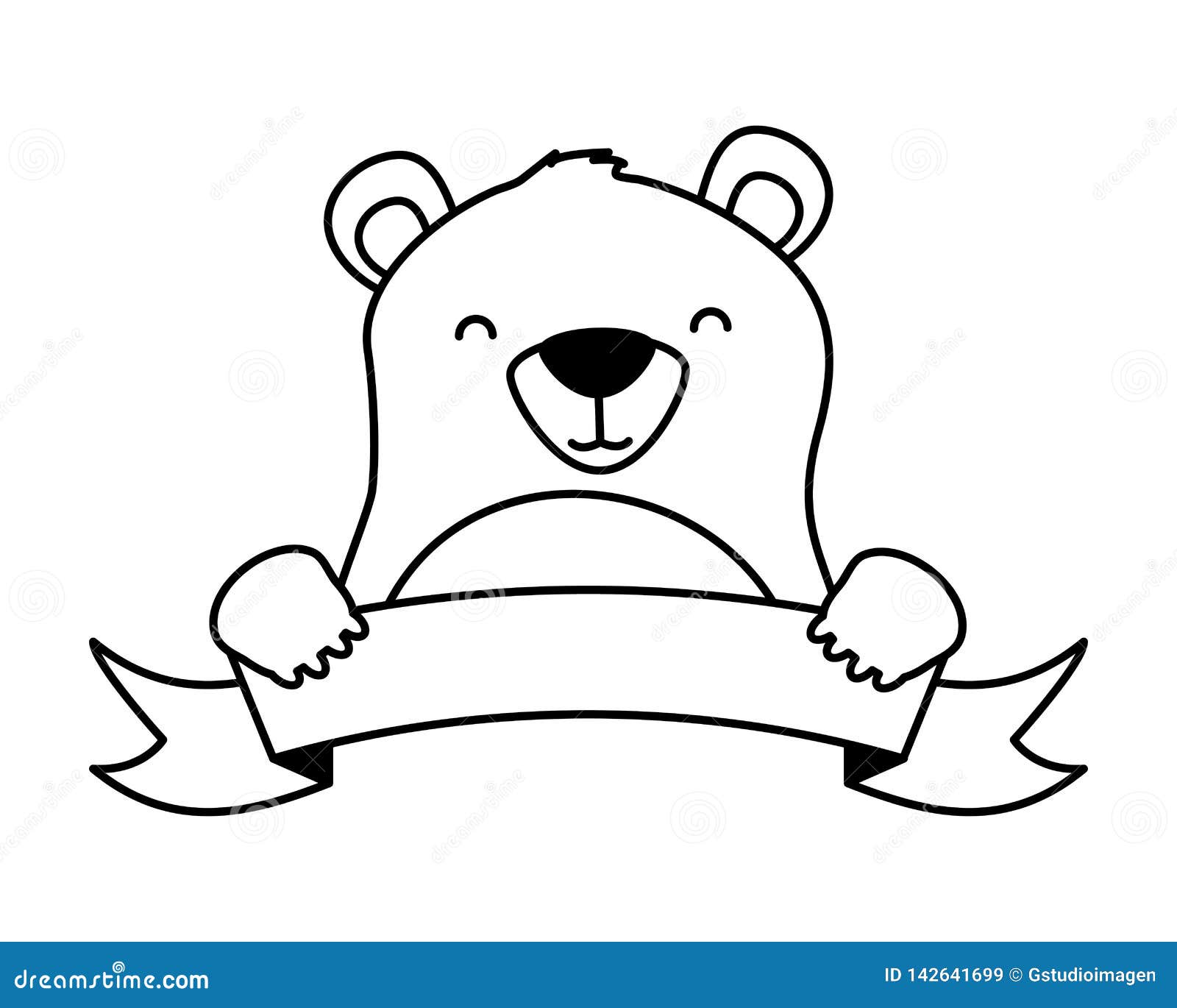Cute bear and ribbon stock vector. Illustration of celebration - 142641699