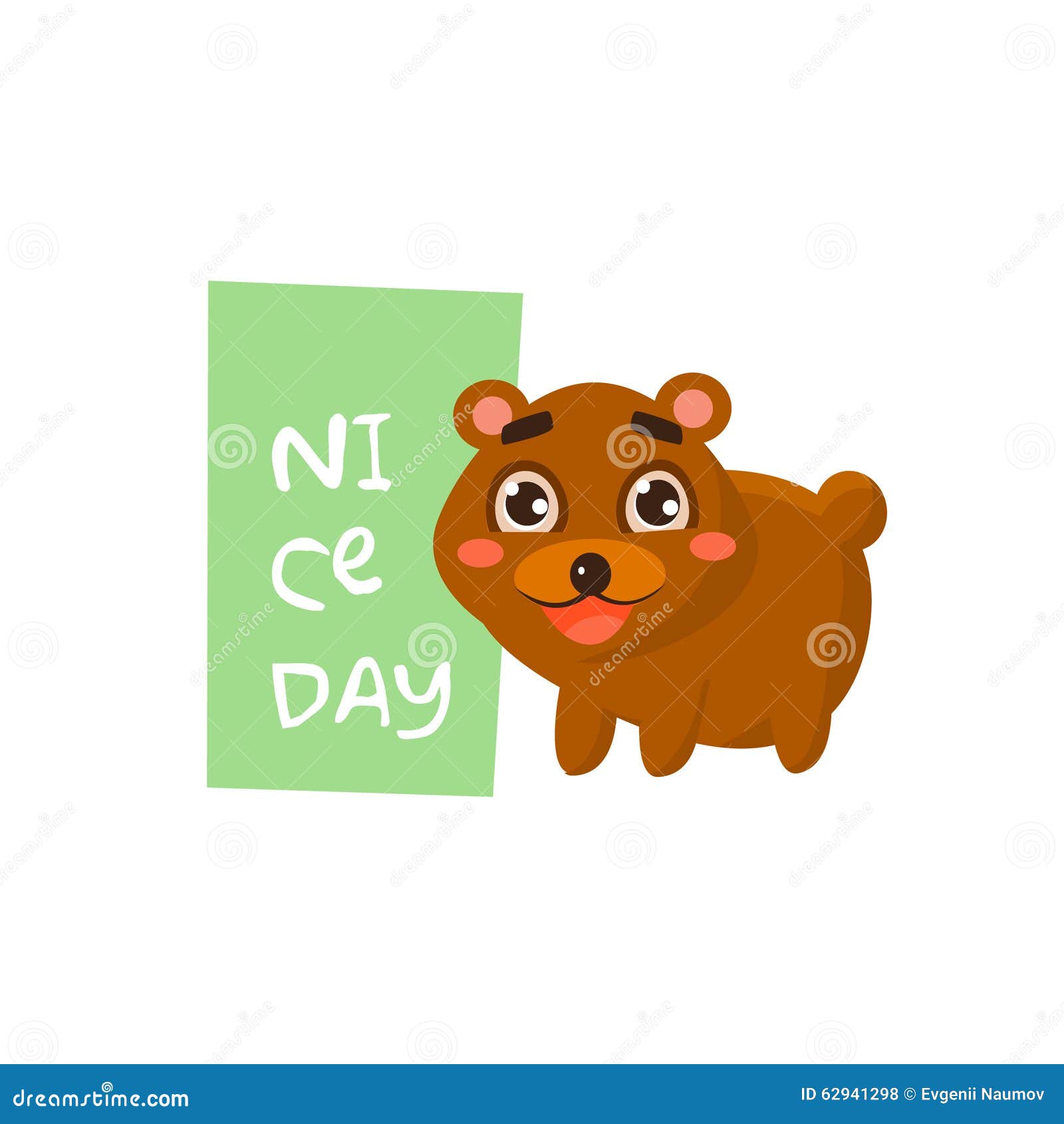 Cute Bear with a Sign for Text Stock Vector - Illustration of postcard ...