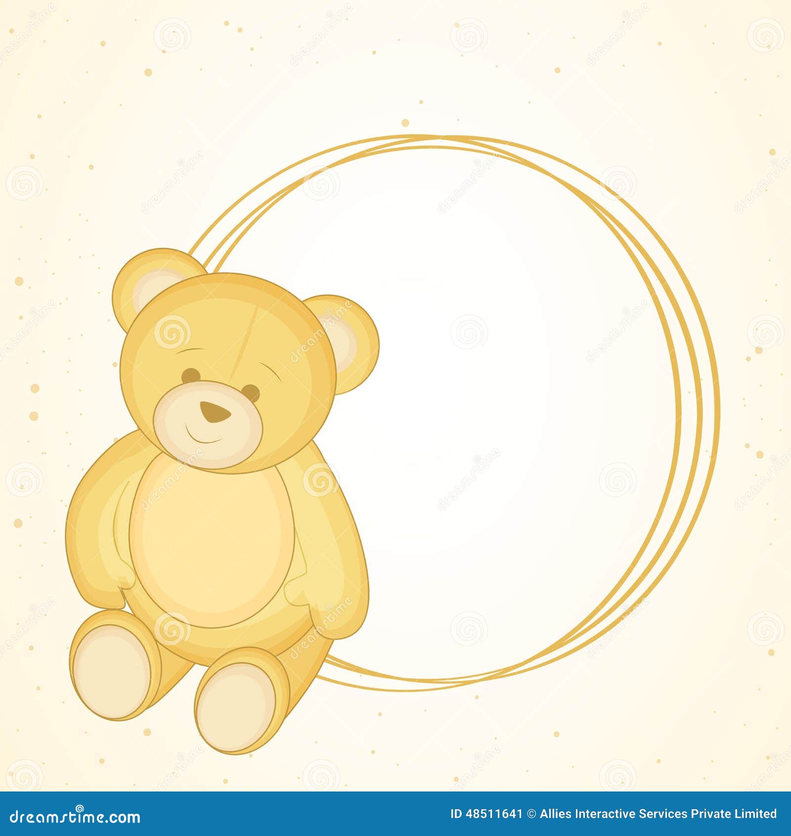 Cute Bear Sit with Circle Shape Blank Frame. Stock Illustration ...