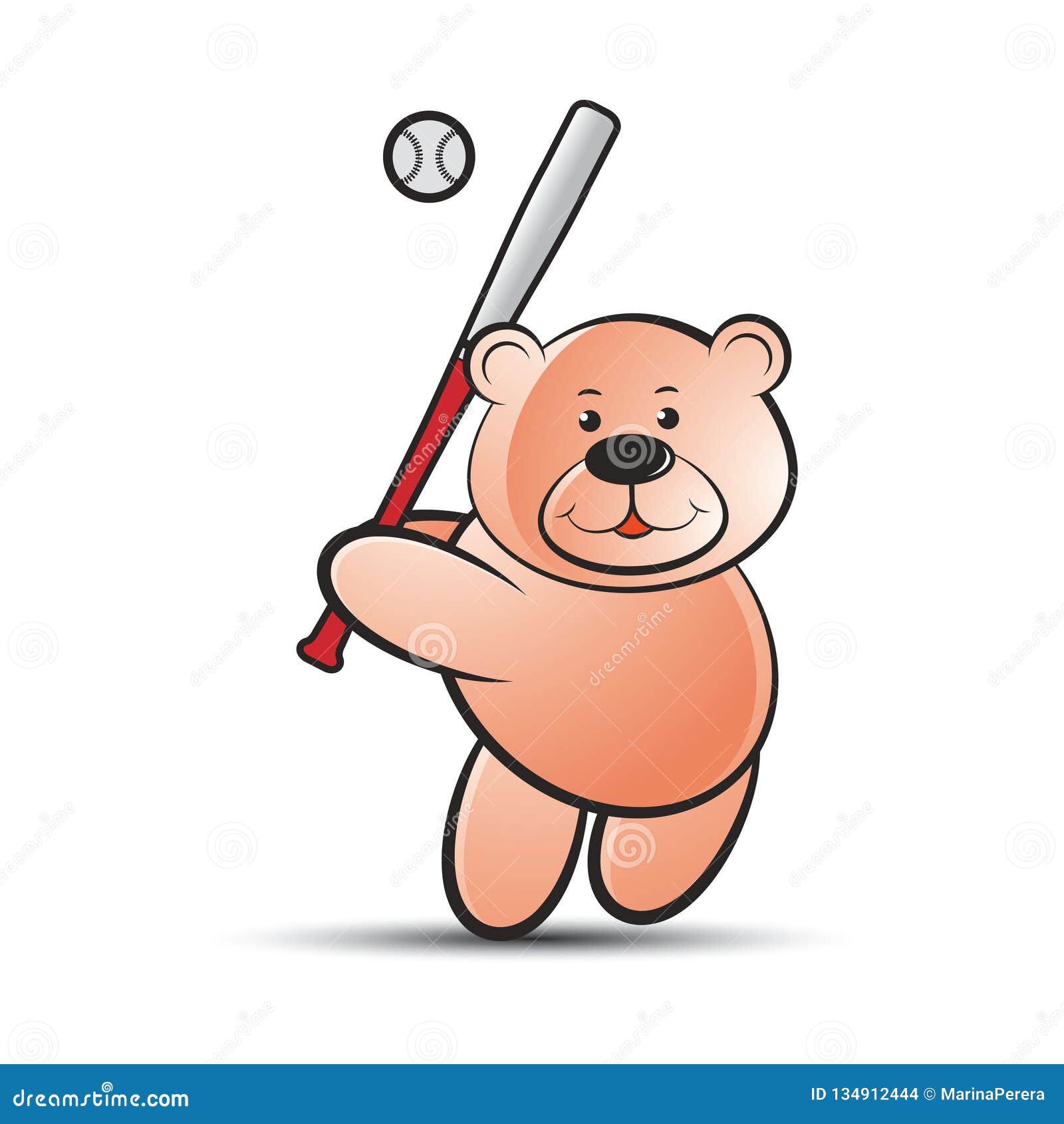 Cute Bear Cartoon Playing Baseball Stock Vector - Illustration of ...
