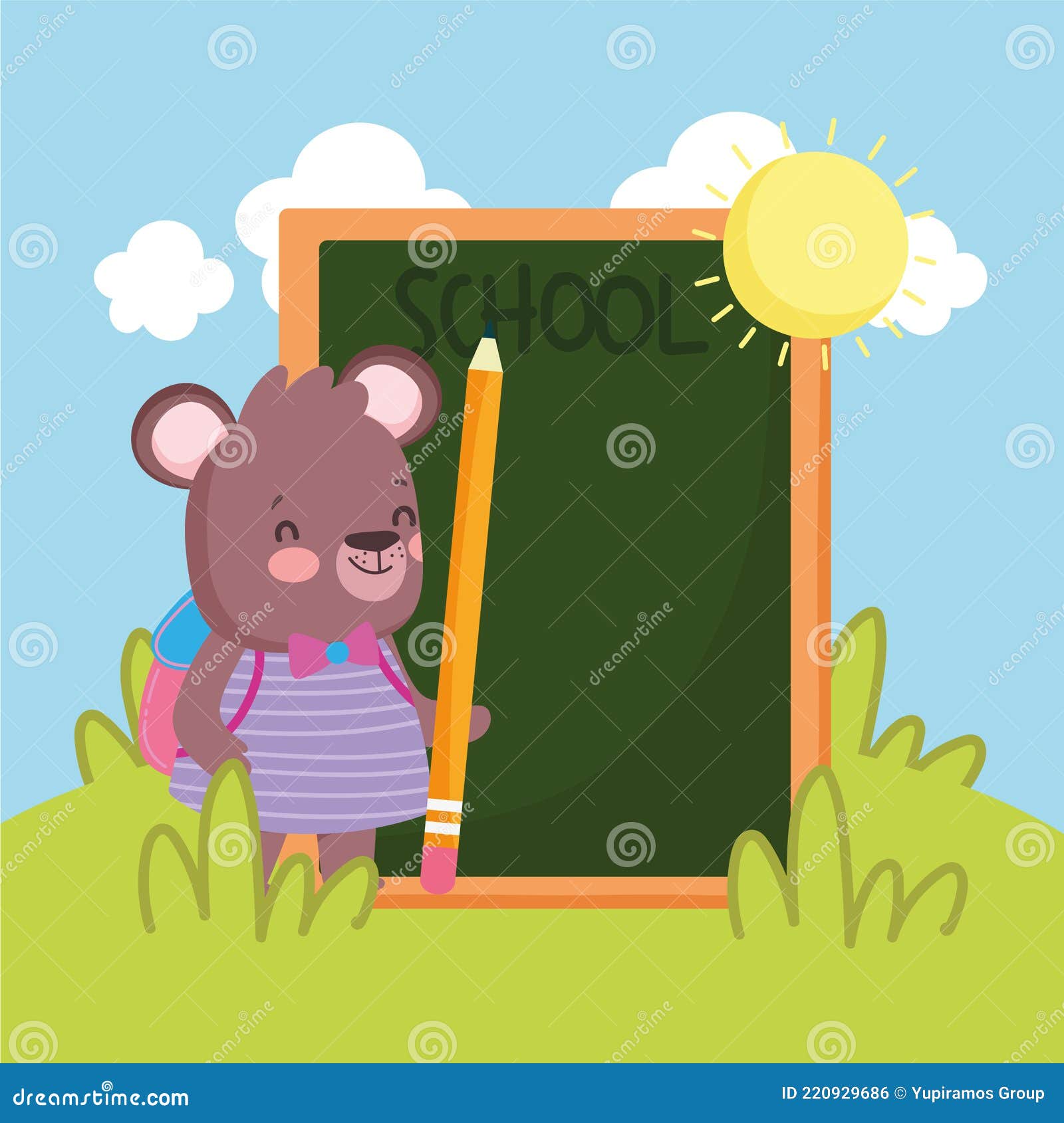 Cute Bear Student with Pencil Stock Vector - Illustration of school ...