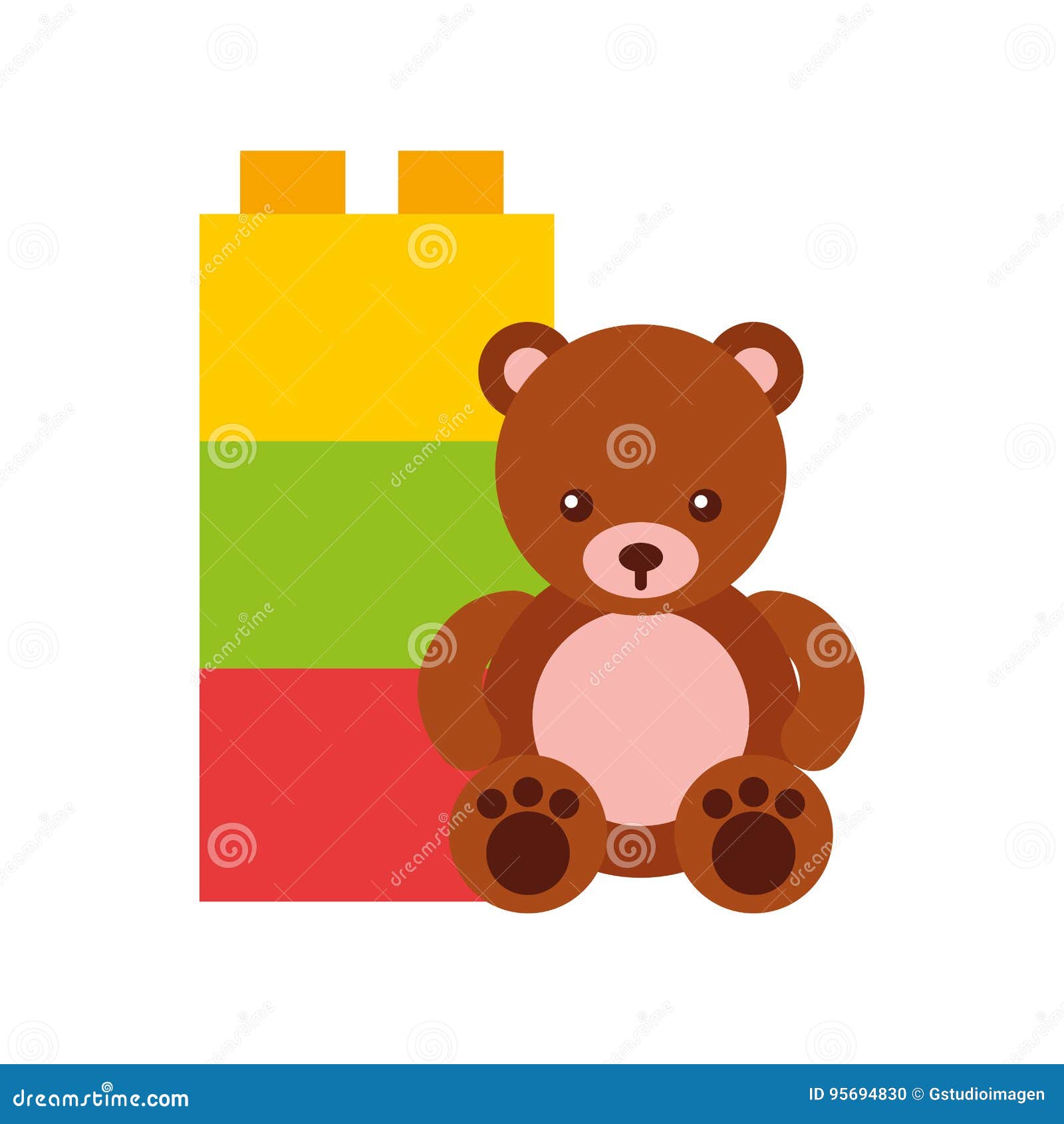 Cute Bear Teddy with Blocks Stock Vector - Illustration of nursery ...