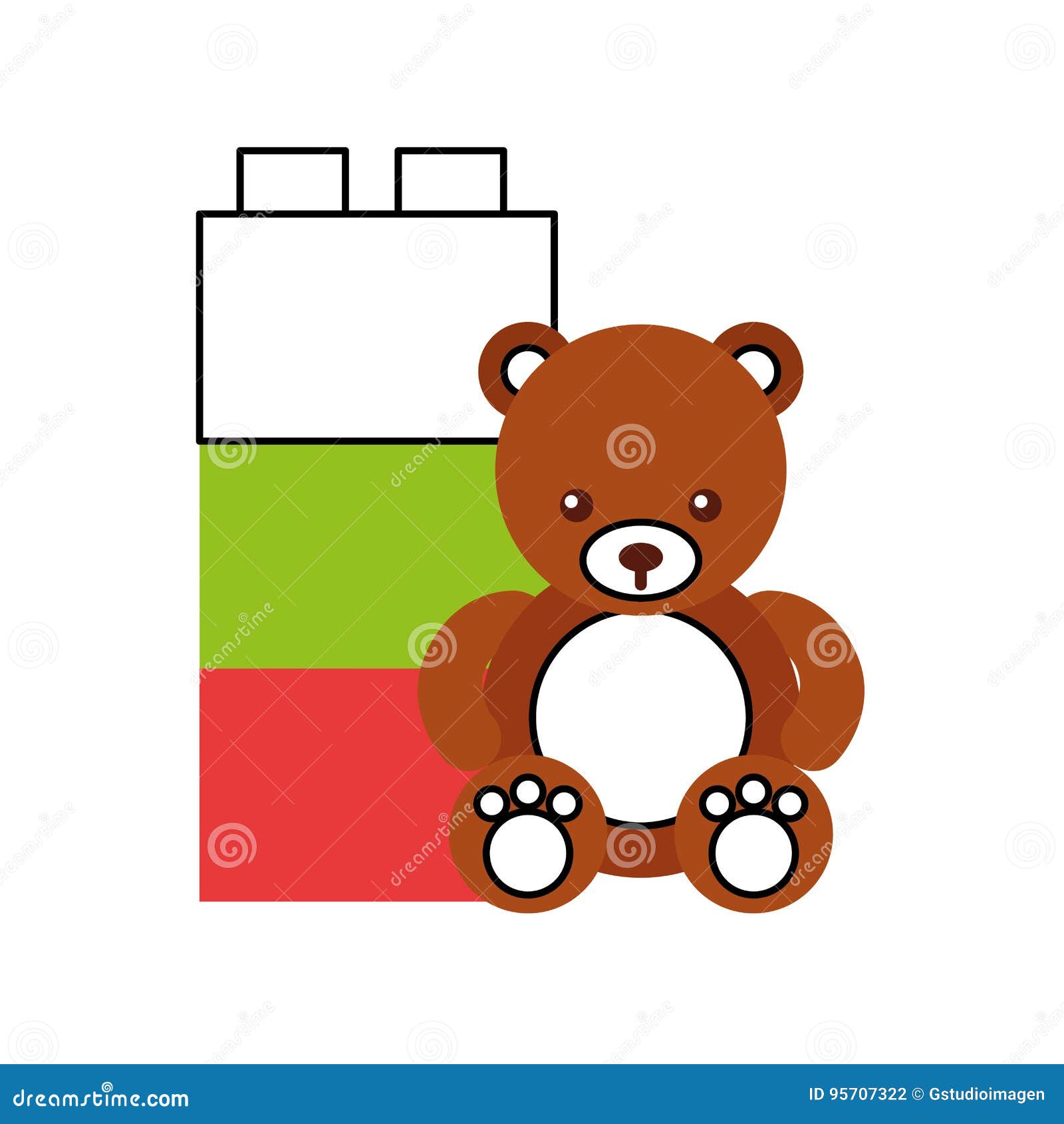 Cute Bear Teddy with Blocks Stock Vector - Illustration of blocks ...