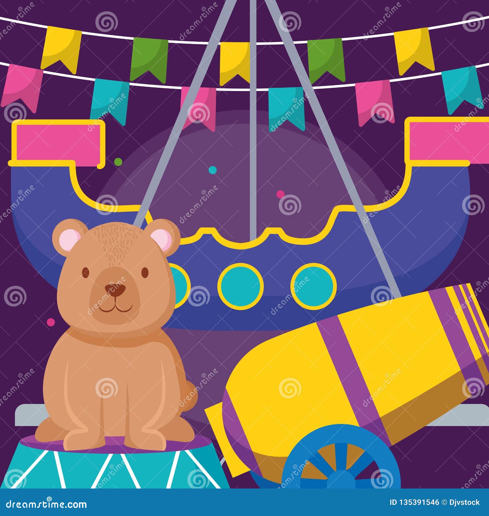 Cute Bear Teddy with Circus Items Stock Vector - Illustration of ...