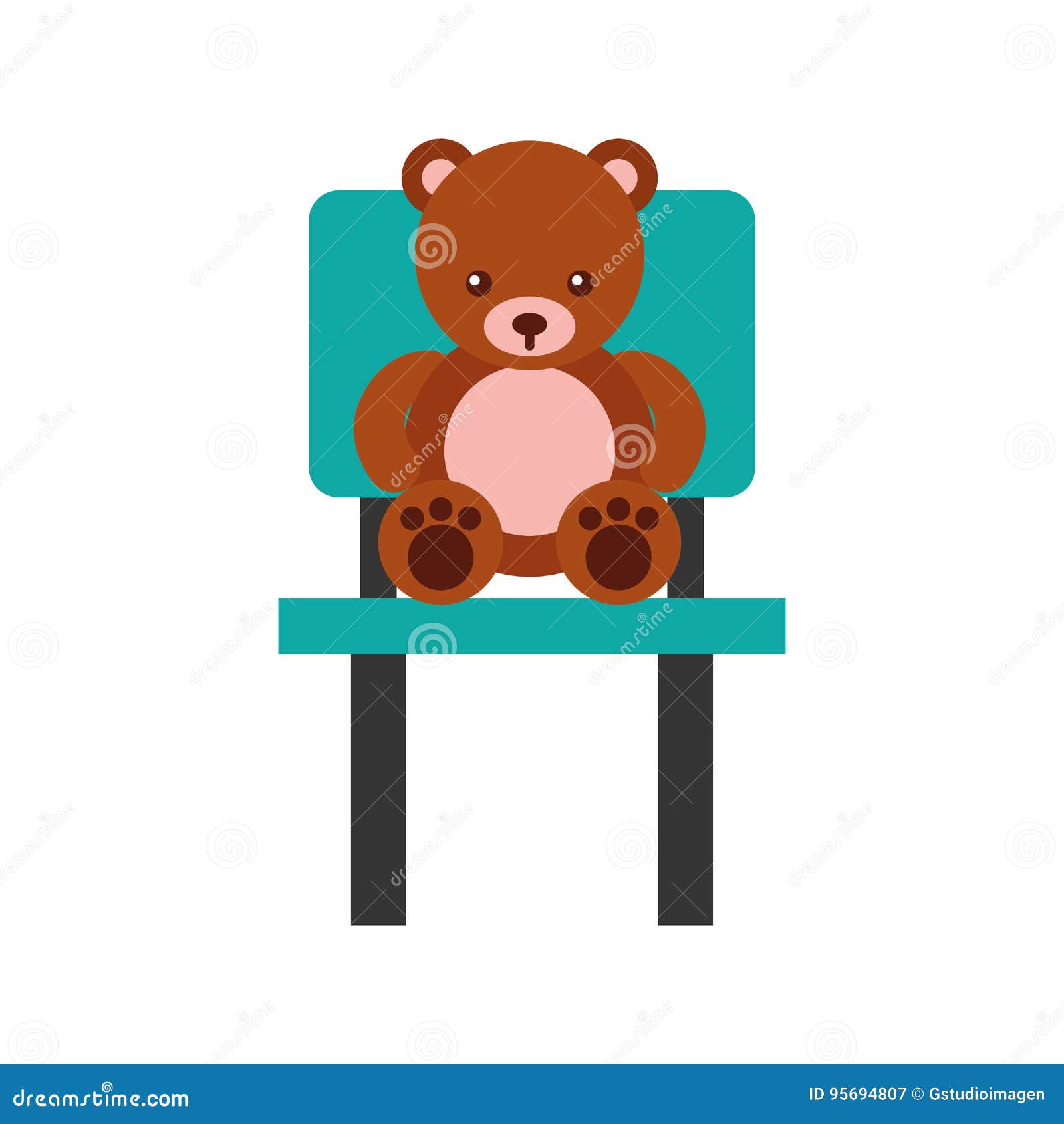 Cute Bear Teddy Sitting on Chair Stock Vector - Illustration of cute ...