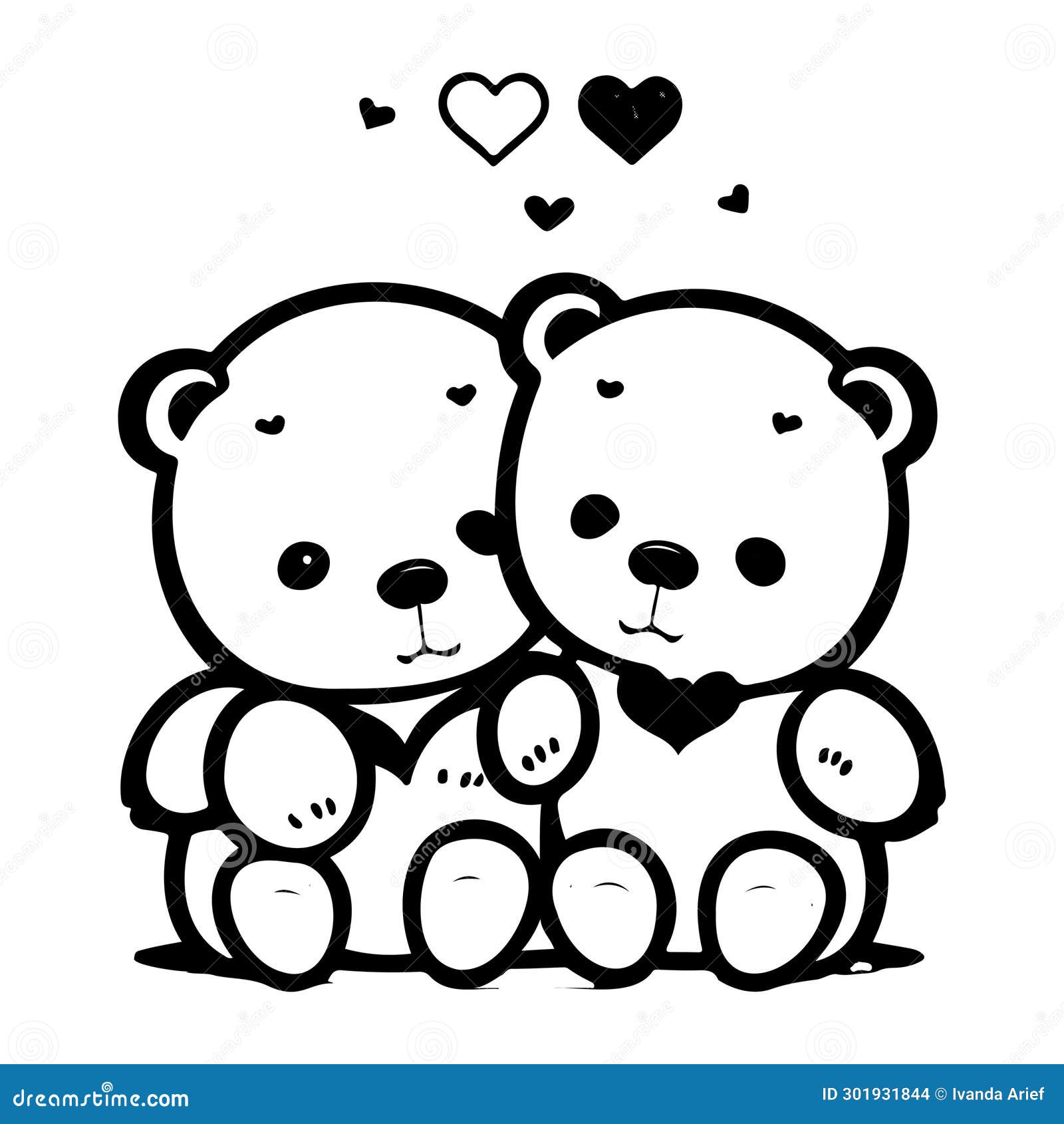 Cute Bears Cubs Teddy Bear Valentines Illustration Sketch Hand Draw ...