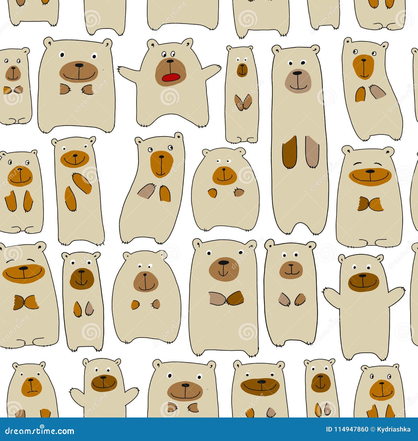 Cute Bears Family, Seamless Pattern for Your Design Stock Vector ...