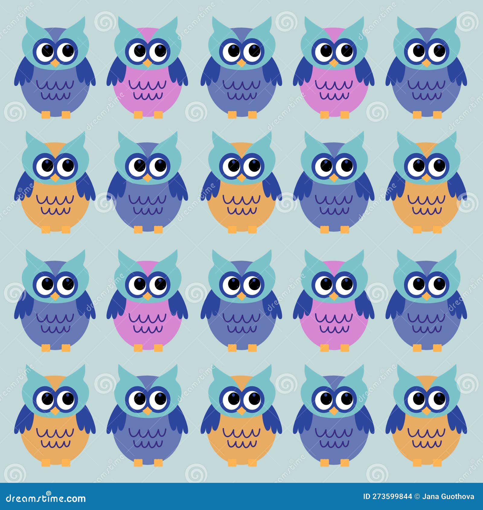 Cute Beautiful Colorful Owls Pattern, Texture Stock Vector ...