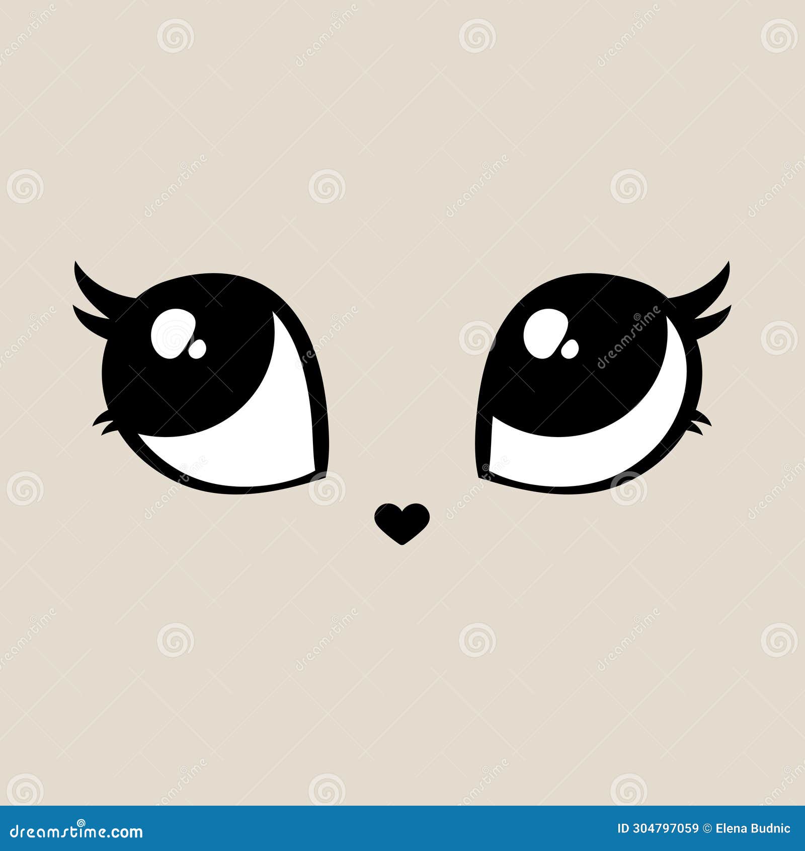 Cute Beautiful Eyes and Adorable Expression Stock Vector - Illustration ...