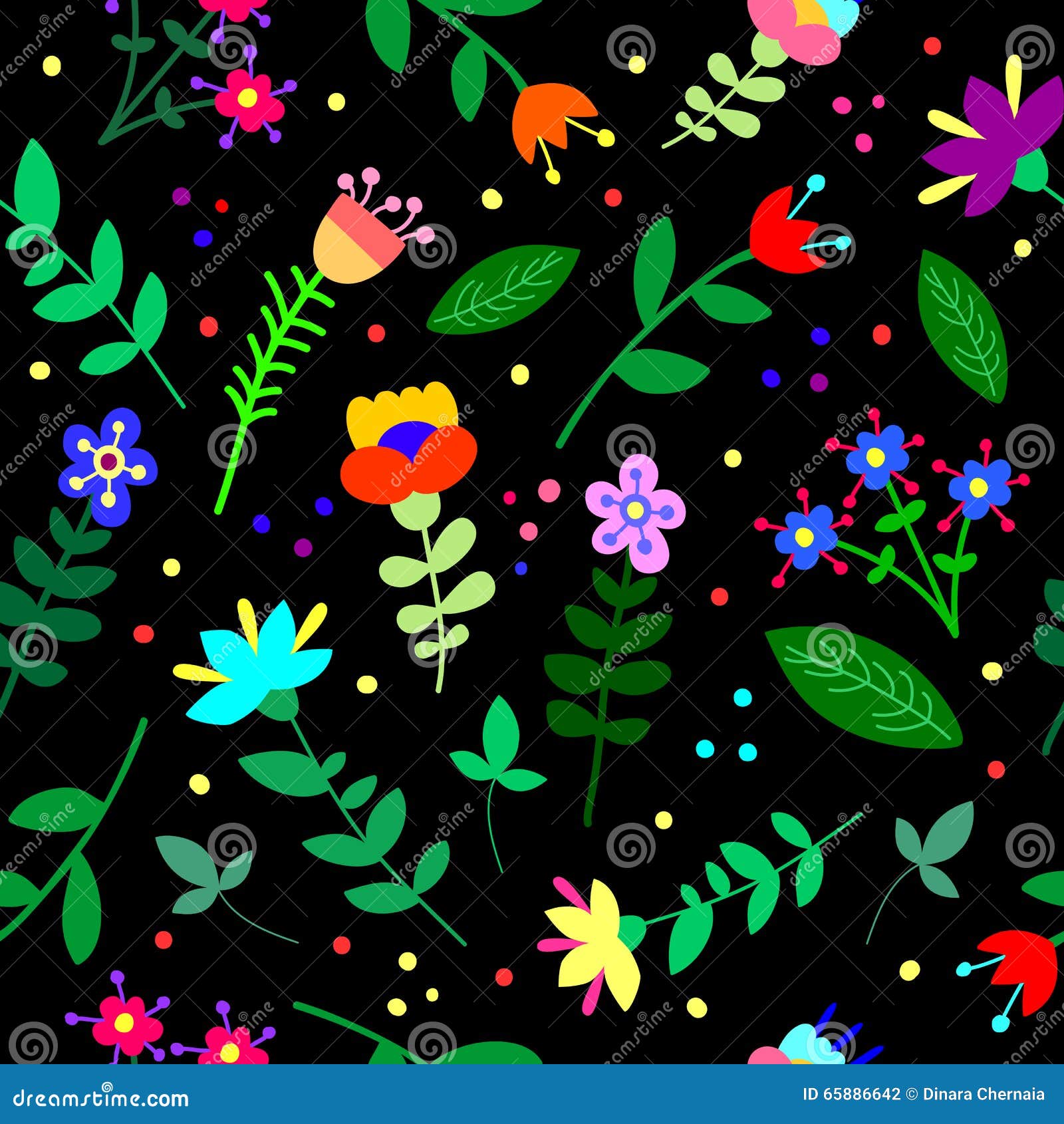 Cute Beautiful Floral Abstract Seamless Pattern. Stock Vector ...