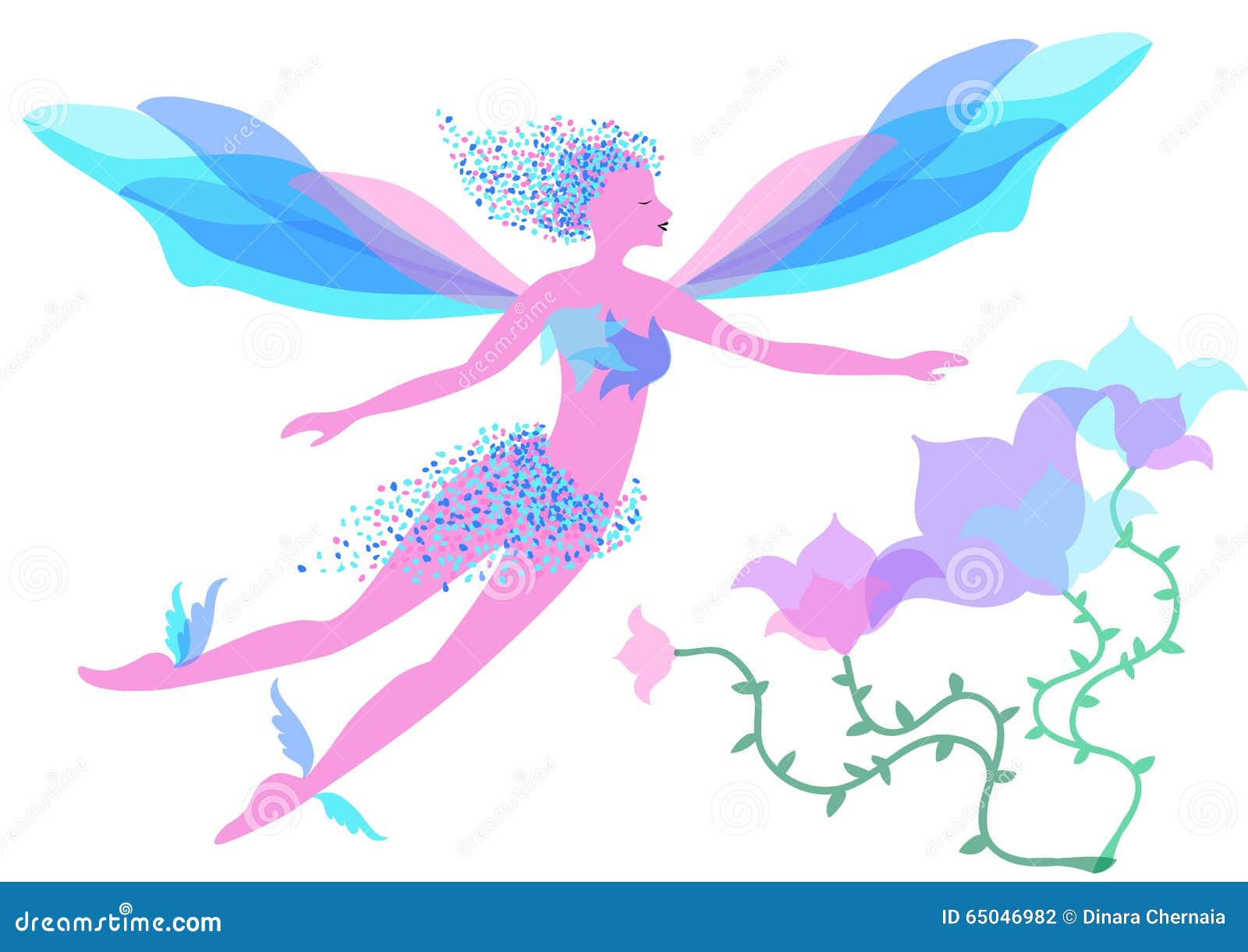 Cute Beautiful Magic Flying Fairy Stock Vector - Illustration of doodle ...