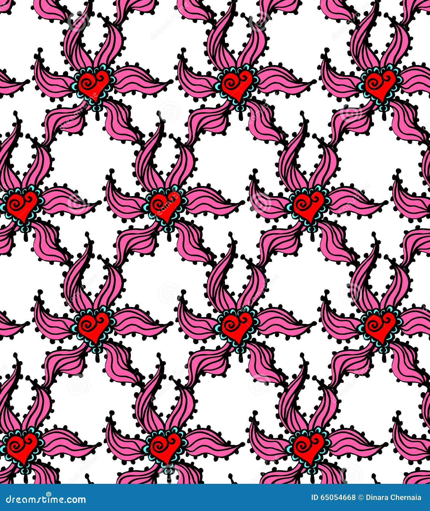 Cute Beautiful Seamless Pattern with Hearts Stock Vector - Illustration ...