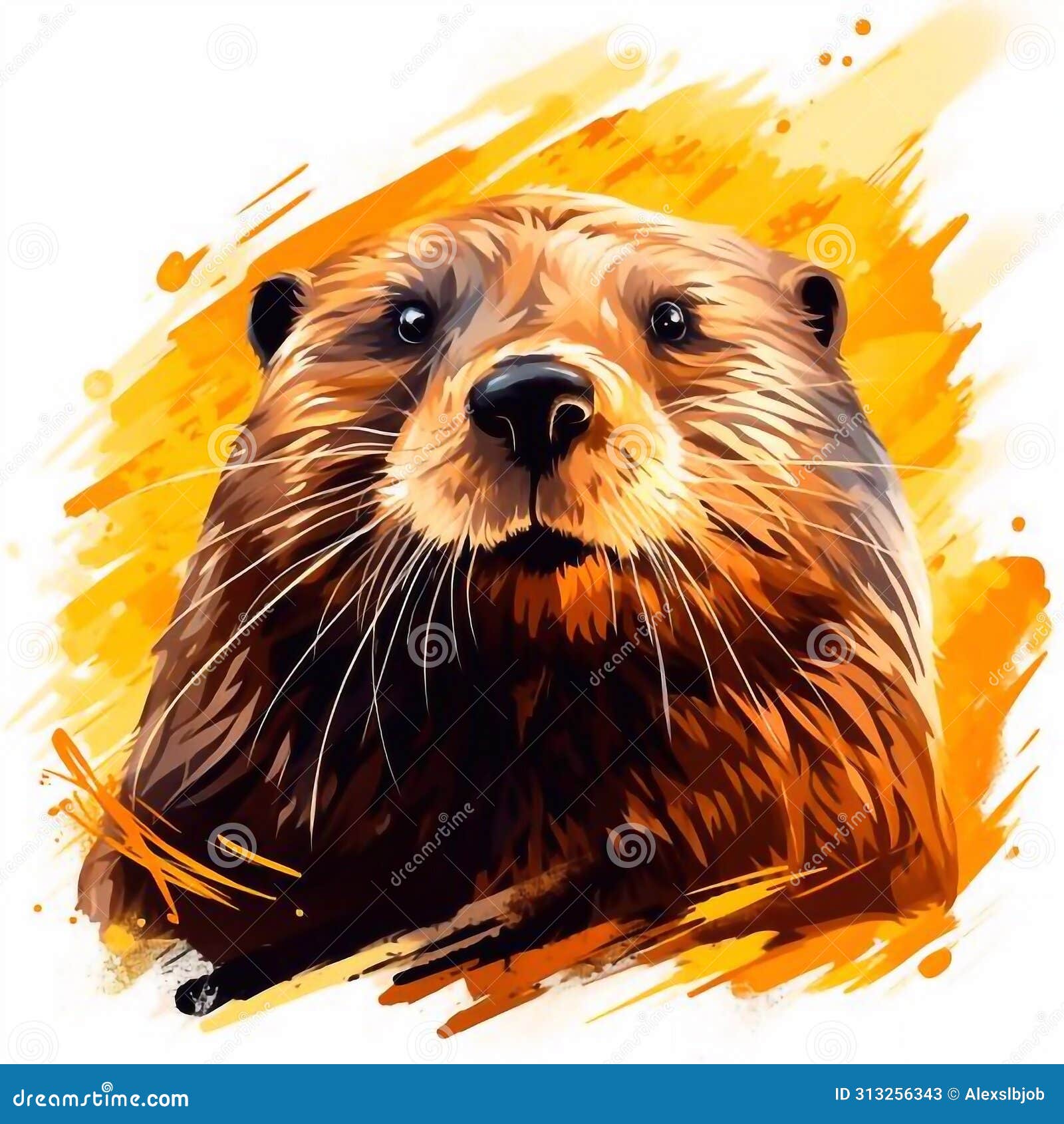 Cute Beaver Portrait. Wild Animal. Stock Illustration - Illustration of ...