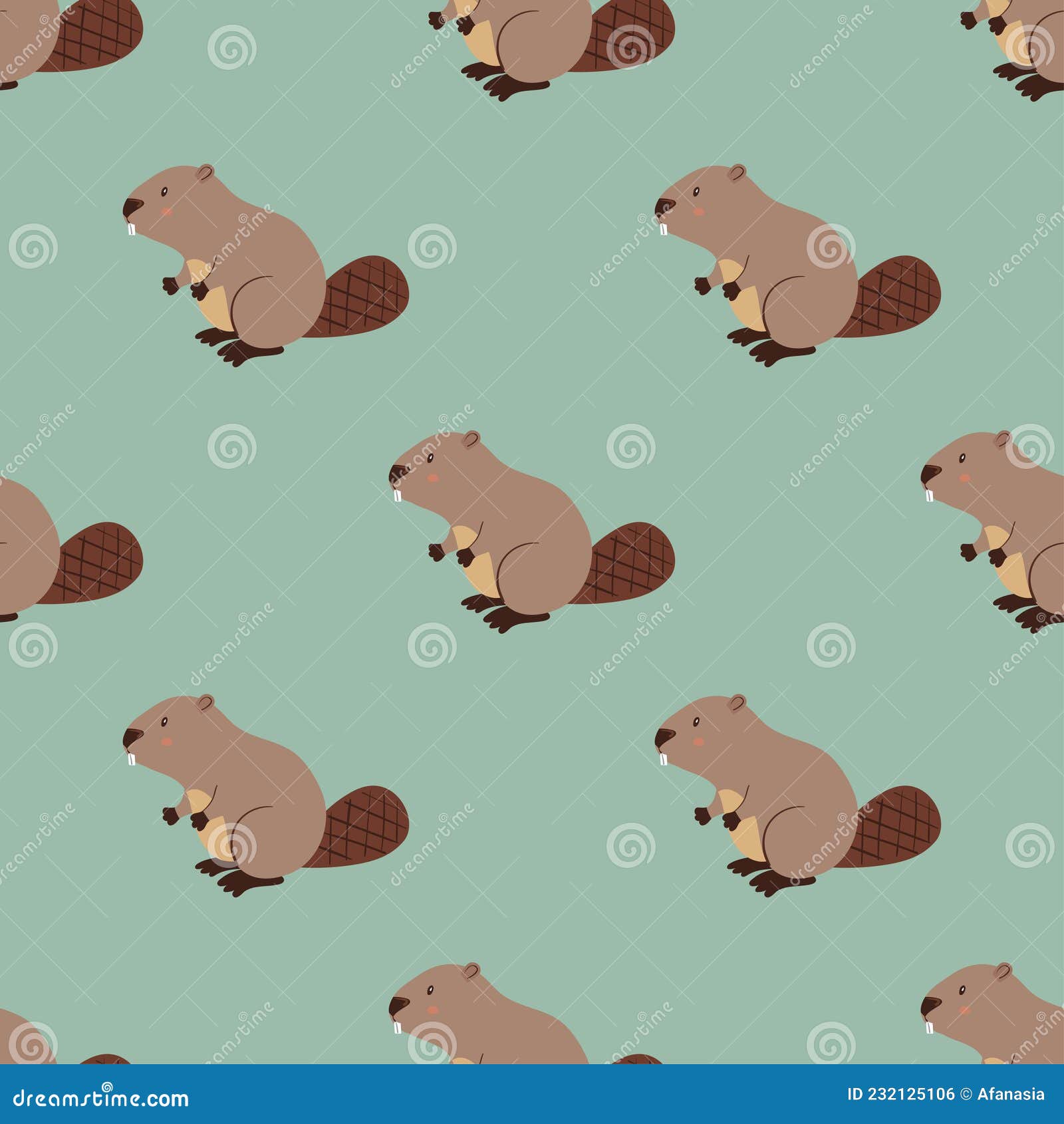 Cute Beaver Seamless Pattern. Baby Print Stock Vector - Illustration of ...