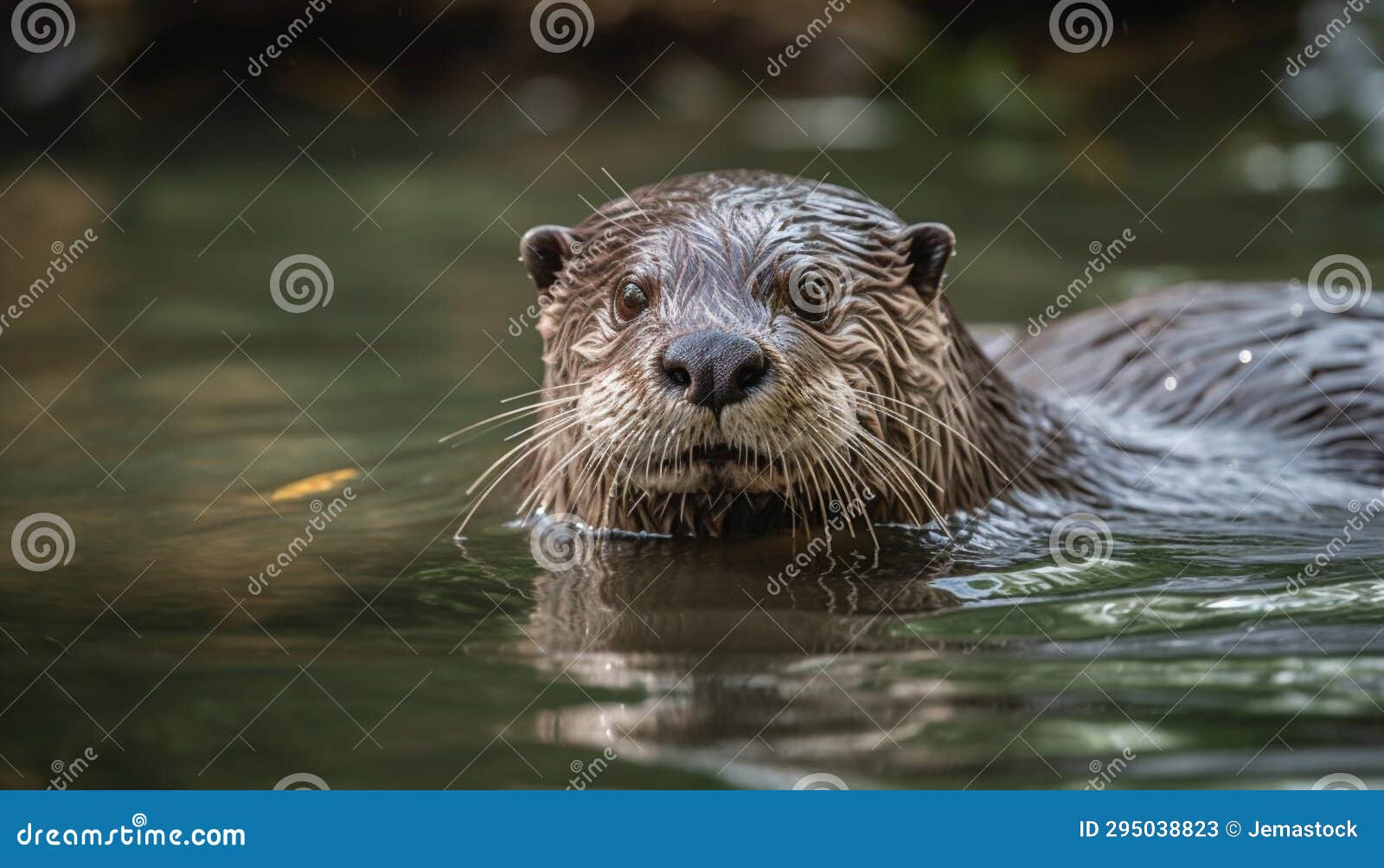 Cute Beaver Swimming in Pond, Looking at Camera, Surrounded by Nature ...