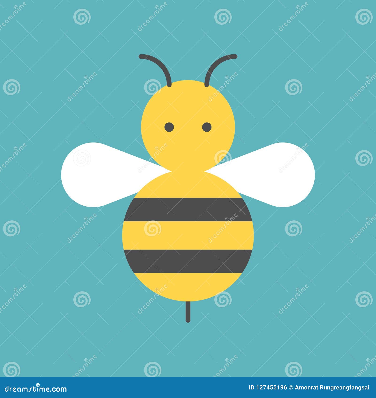 Cute Bee, Bumble Bee Flat Icon Vector Stock Vector - Illustration of insect, design: 127455196