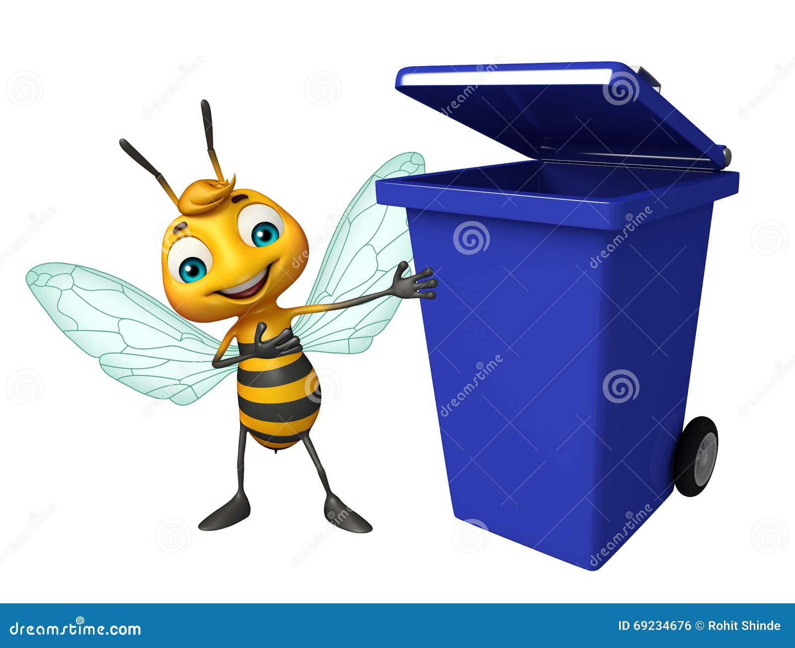 Cartoon Dustbin With Hands Laughing Happily Vector Illustration ...