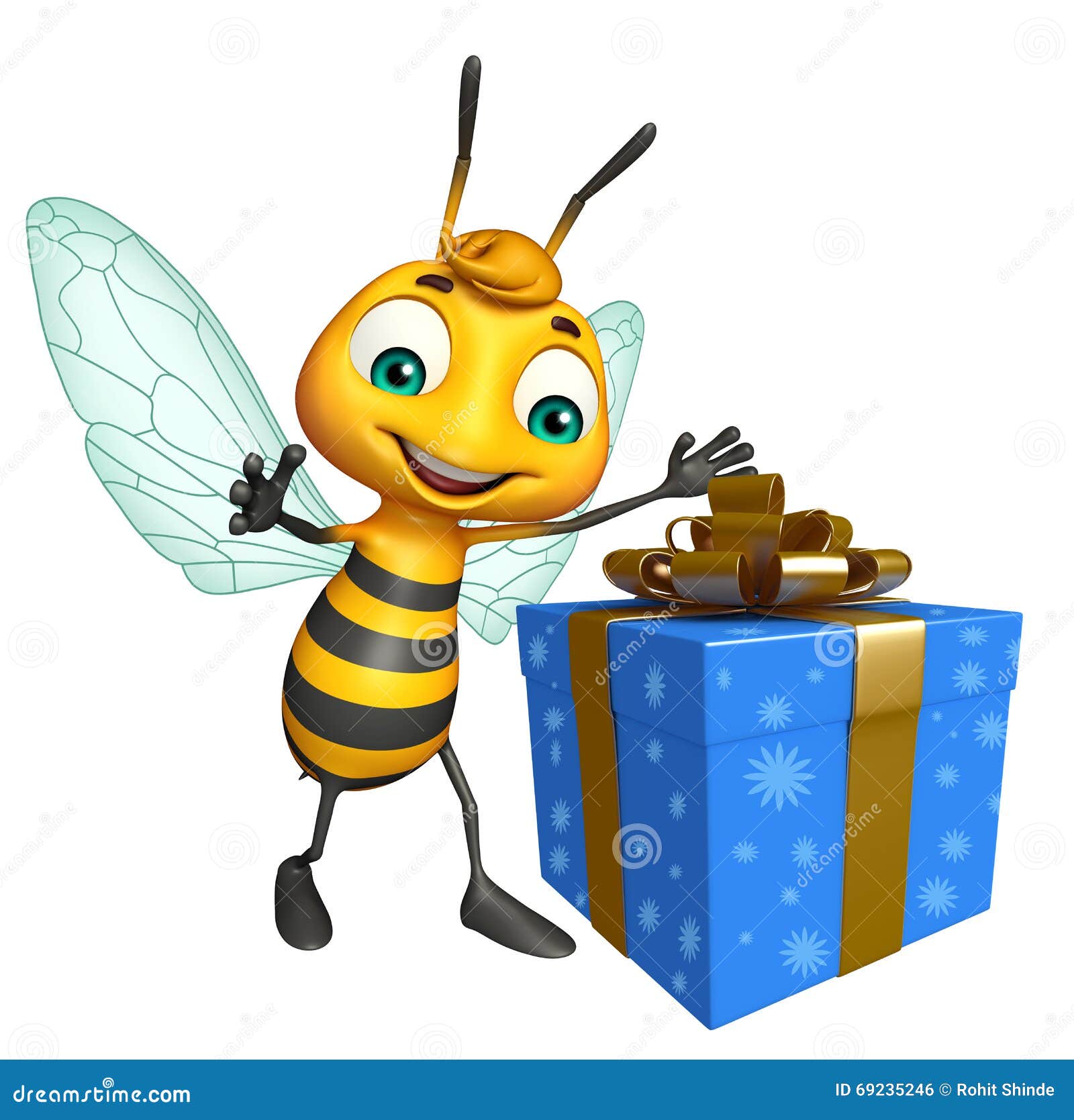Bee Cartoon Character Gift Box Stock Illustrations – 69 Bee Cartoon ...