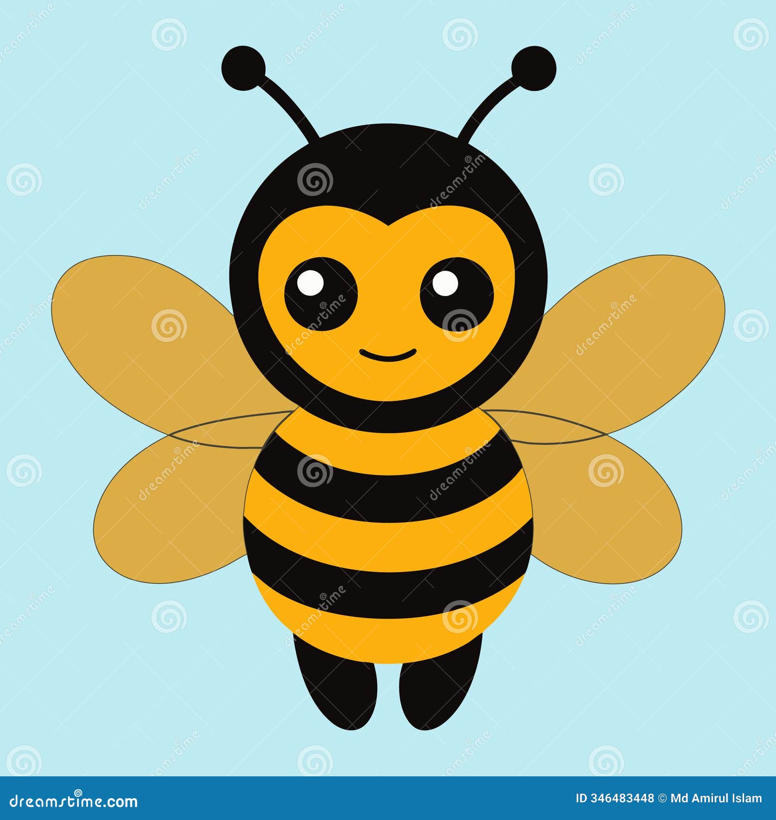 A Cute Bee Cartoon Flying Alone Stock Illustration - Illustration of ...
