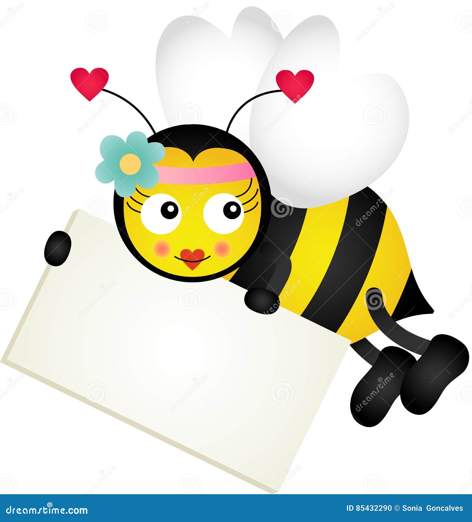 Cute Bee Holding Blank Signboard Stock Vector - Illustration of blank ...