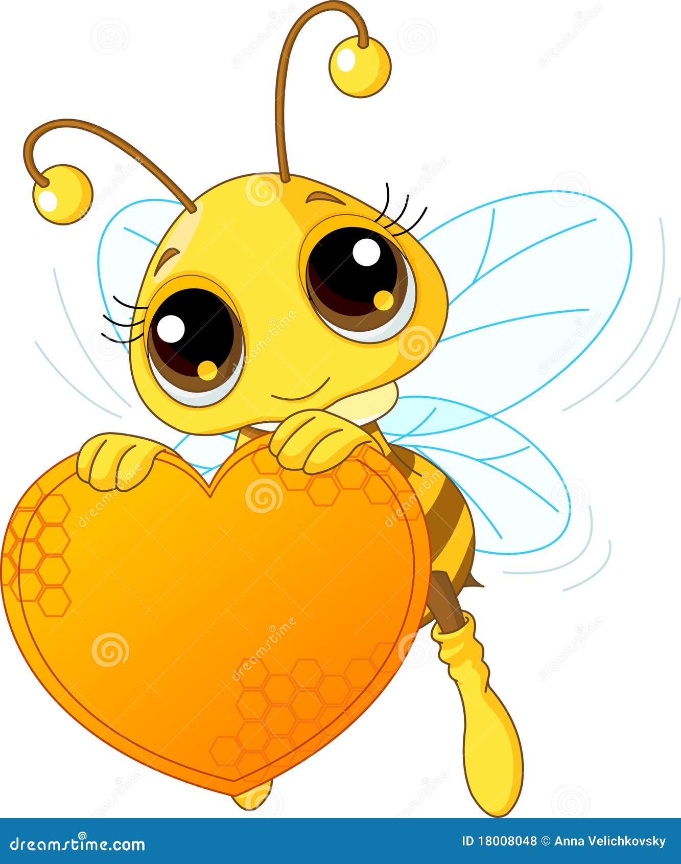 Cute Bee Holding a Sweet Heart Stock Vector - Illustration of hold ...