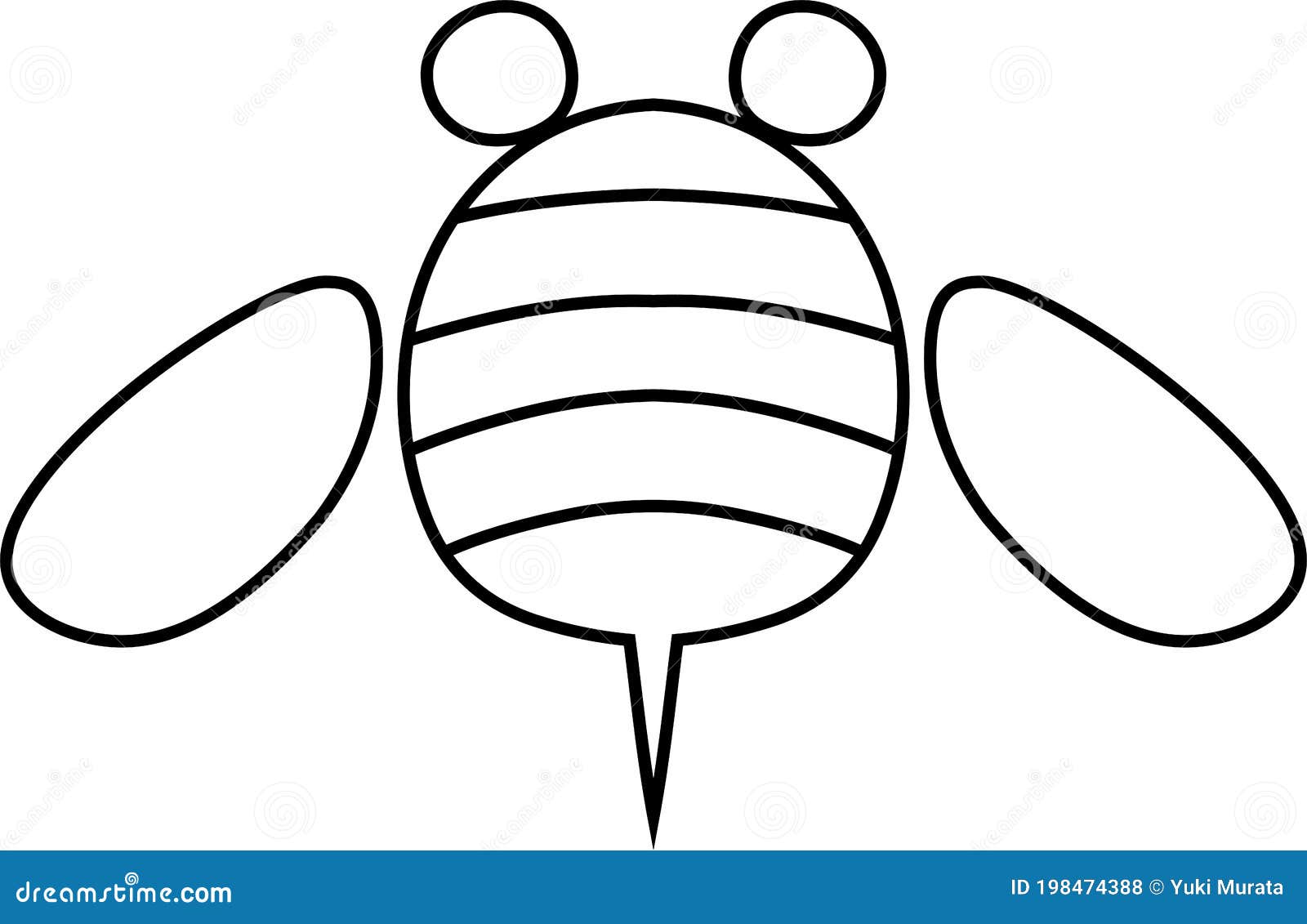Cute bee outline stock vector. Illustration of animal - 198474388