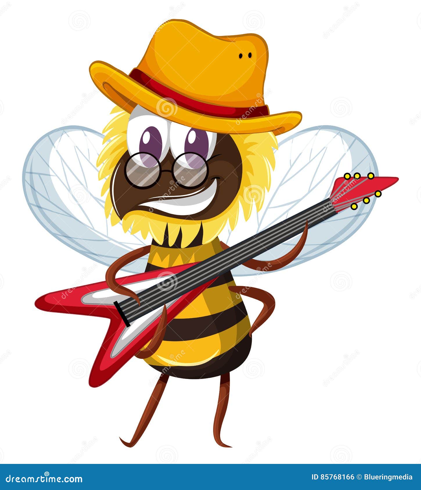 Cute Bee Playing Electronic Guitar Stock Vector - Illustration of ...