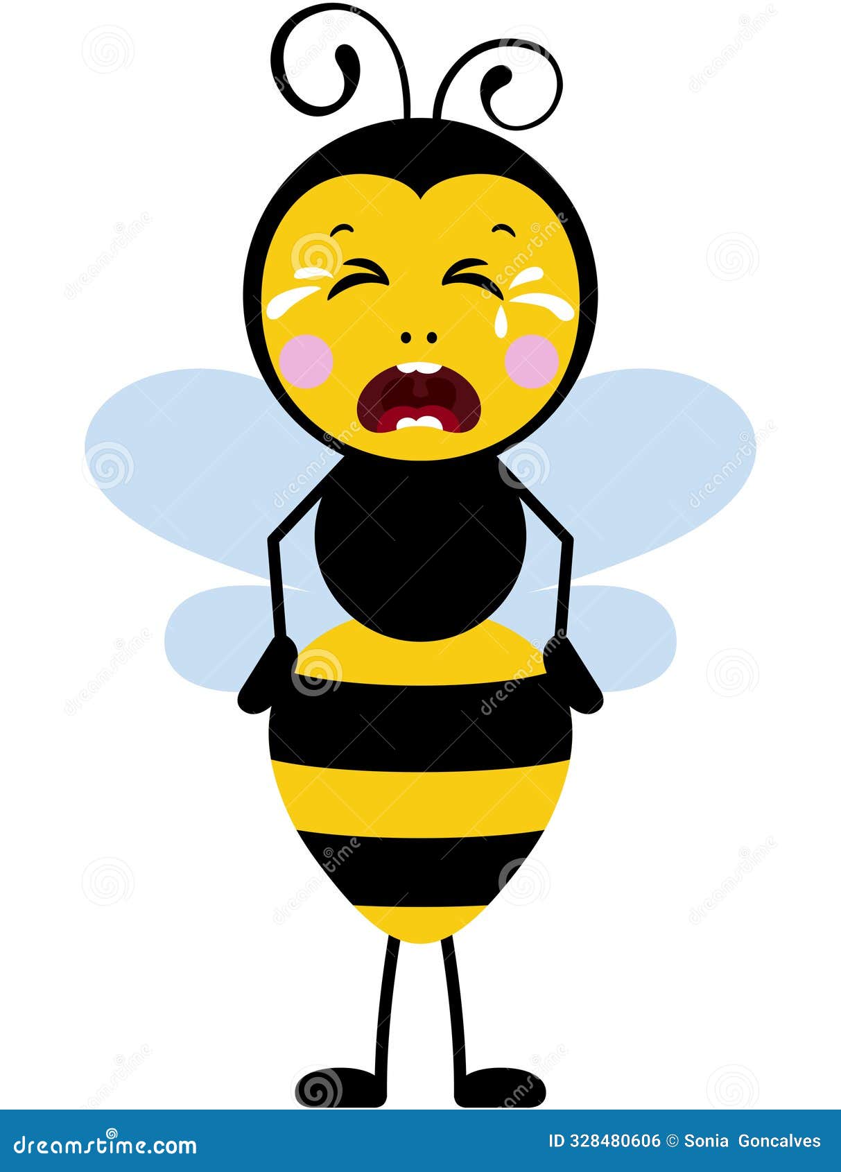 Cute Bee Sad And Crying Vector Illustration | CartoonDealer.com #328480606