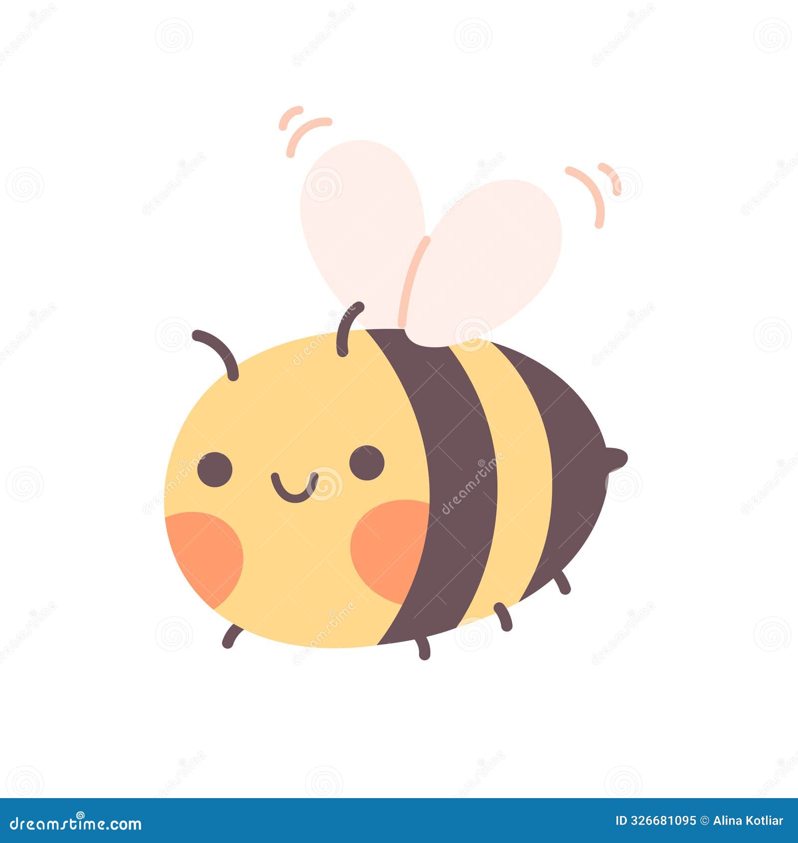 Cute Bee. Spring Character. Spring Time. Vector Illustration in Flat ...