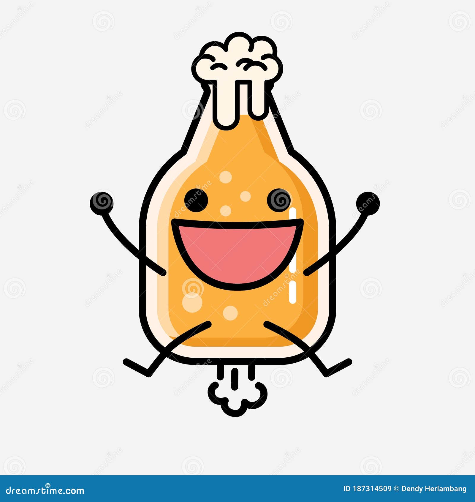 Cute Beer Mascot Vector Character in Flat Design Style Stock Vector ...