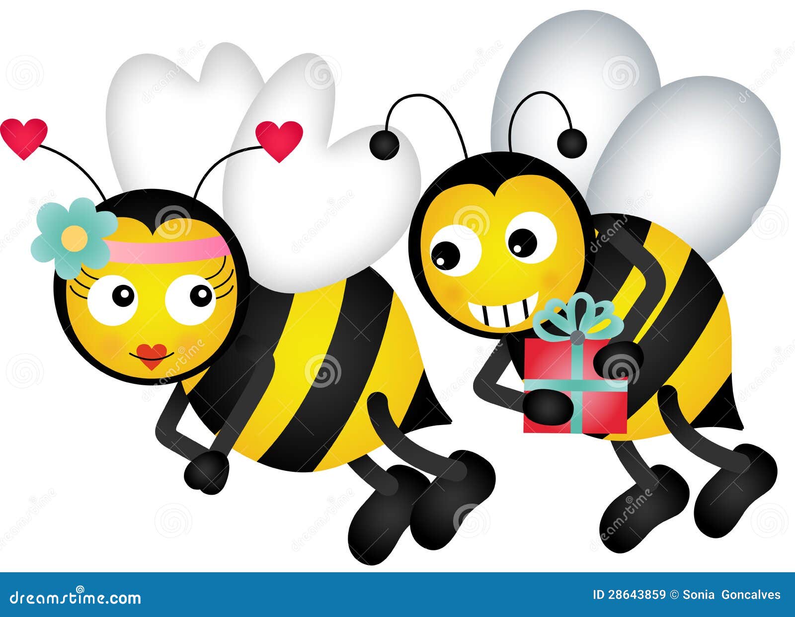 Cute bees in love stock vector. Illustration of flying - 28643859