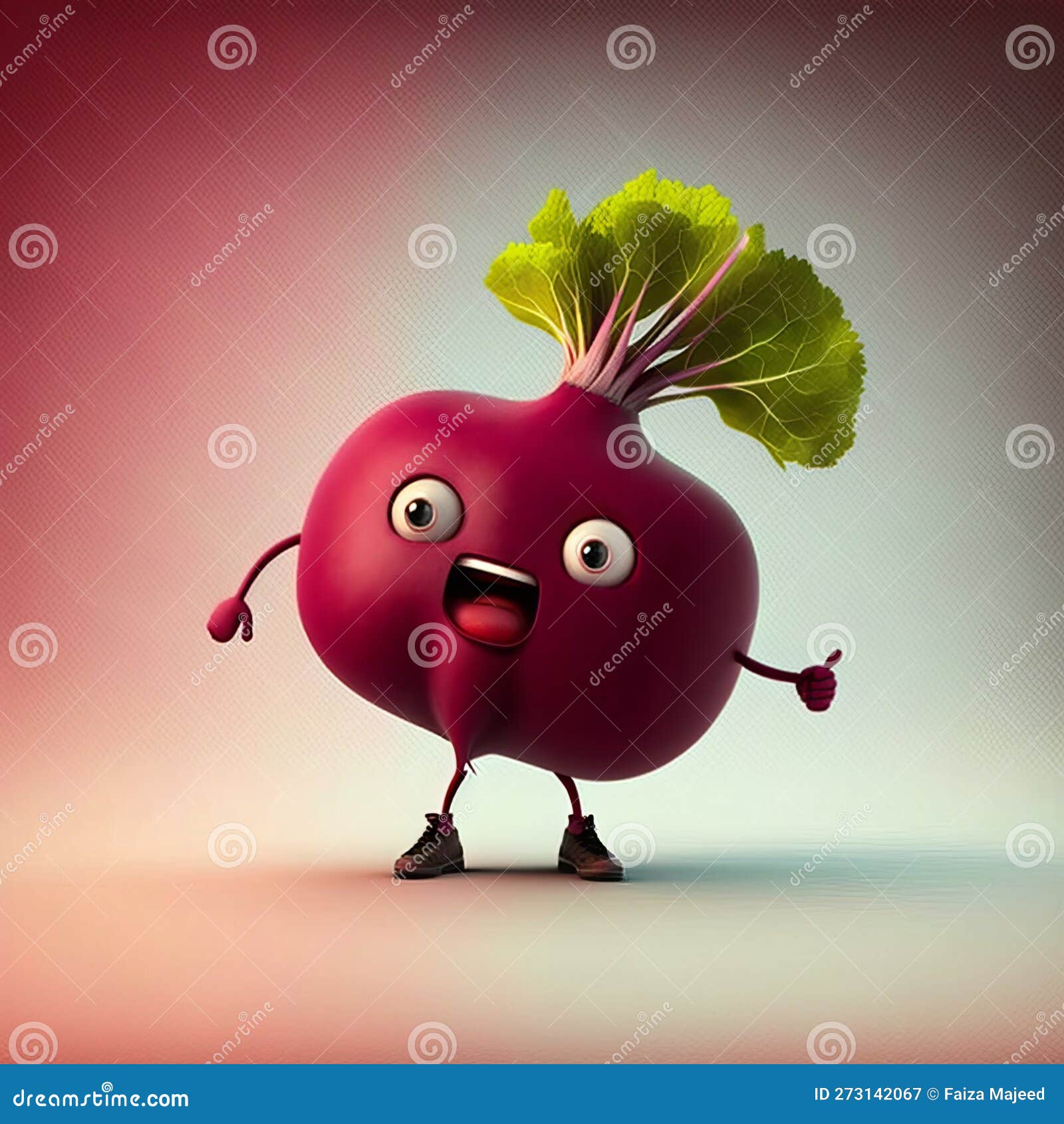 Cute Beet Character With Face. Kawaii Doodle Beet Isolated On Color ...