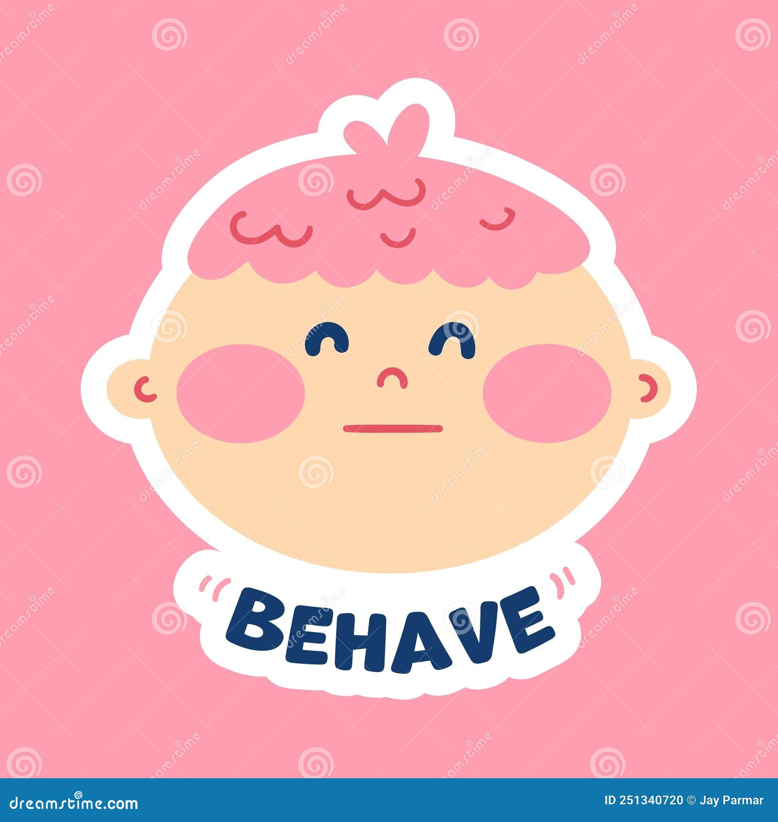 Cute Behave Boy Circle Stiker Stock Illustration - Illustration of logo ...
