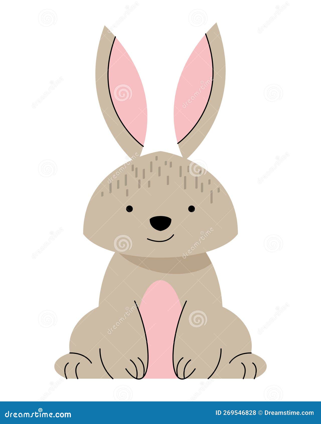 Cute Beige Hare With Cuddled Ears And Big Eyes Holds Red Heart To ...