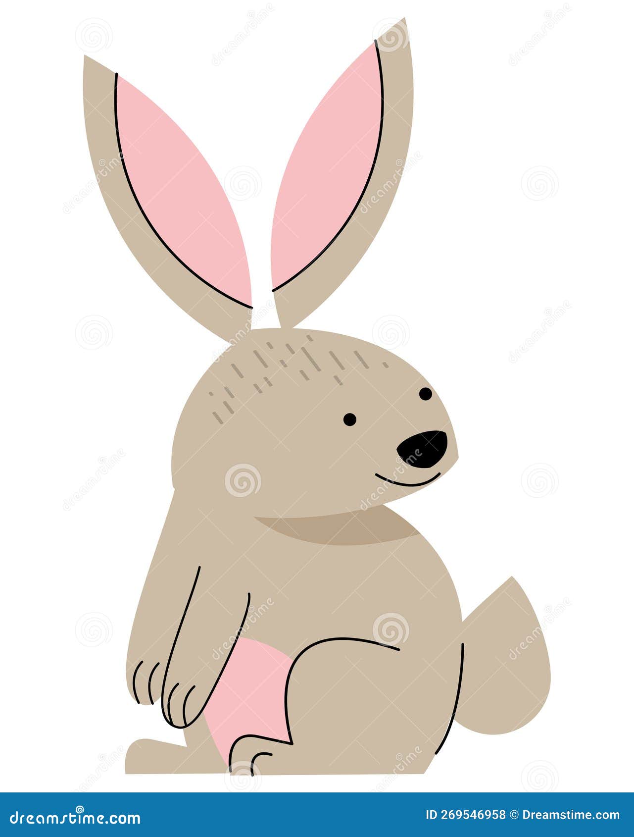 Cute beige rabbit standing stock vector. Illustration of standing ...