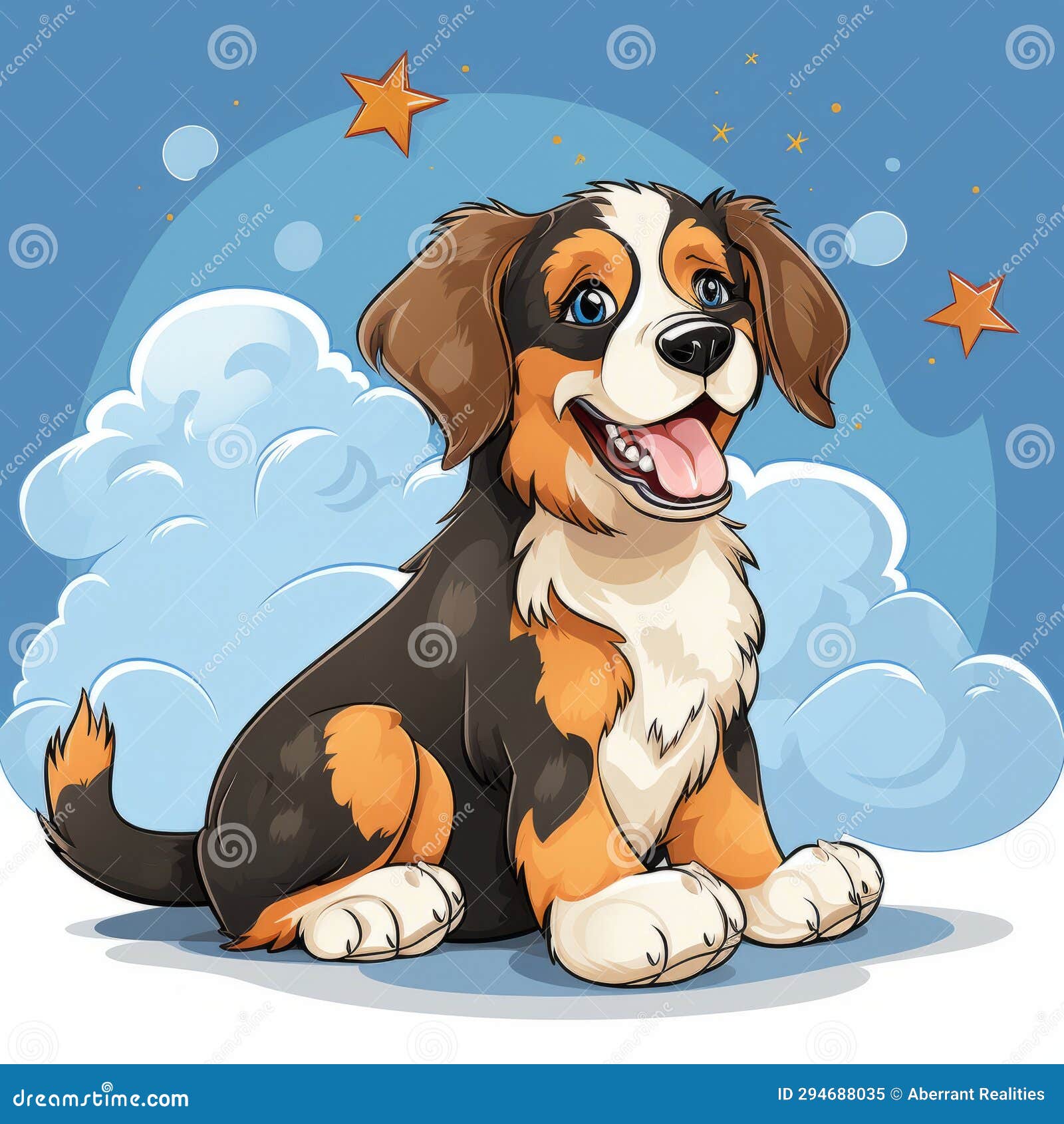 Cute Bernese Mountain Dog Vector Illustration Stock Illustration ...