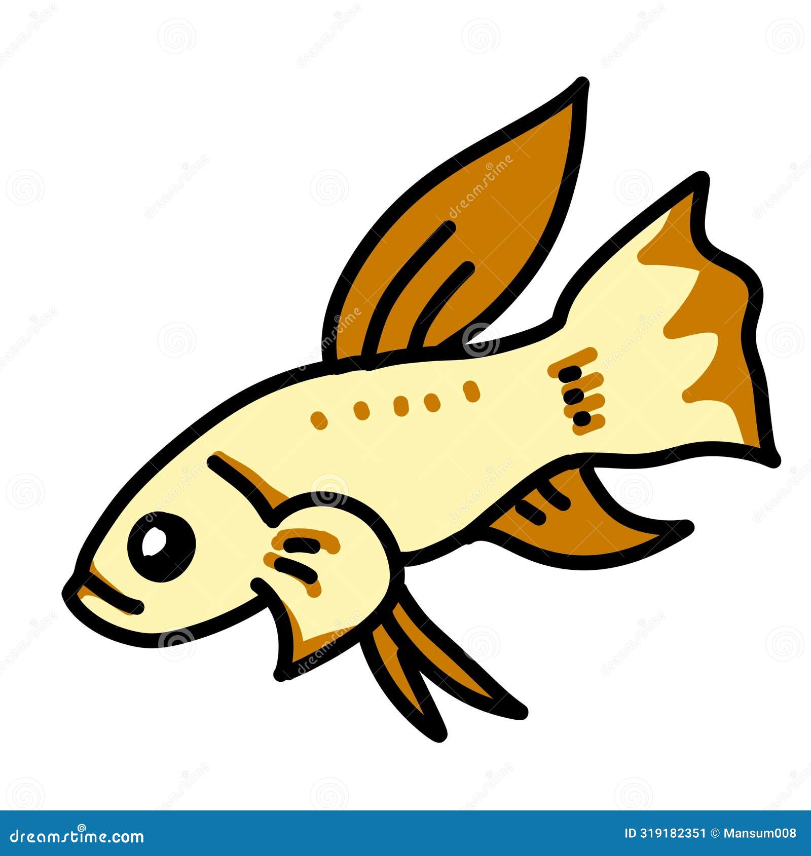 Cute Betta Fish Cartoon Illustration Stock Illustration - Illustration ...
