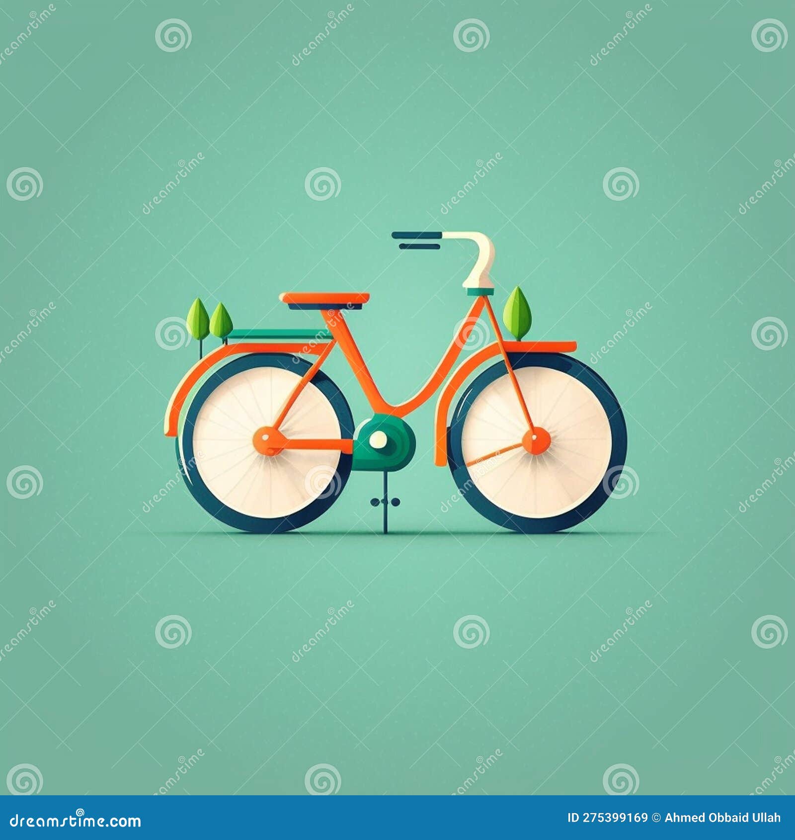 Cute Bicycle Icon on Green Background, Generative Ai Stock Illustration ...