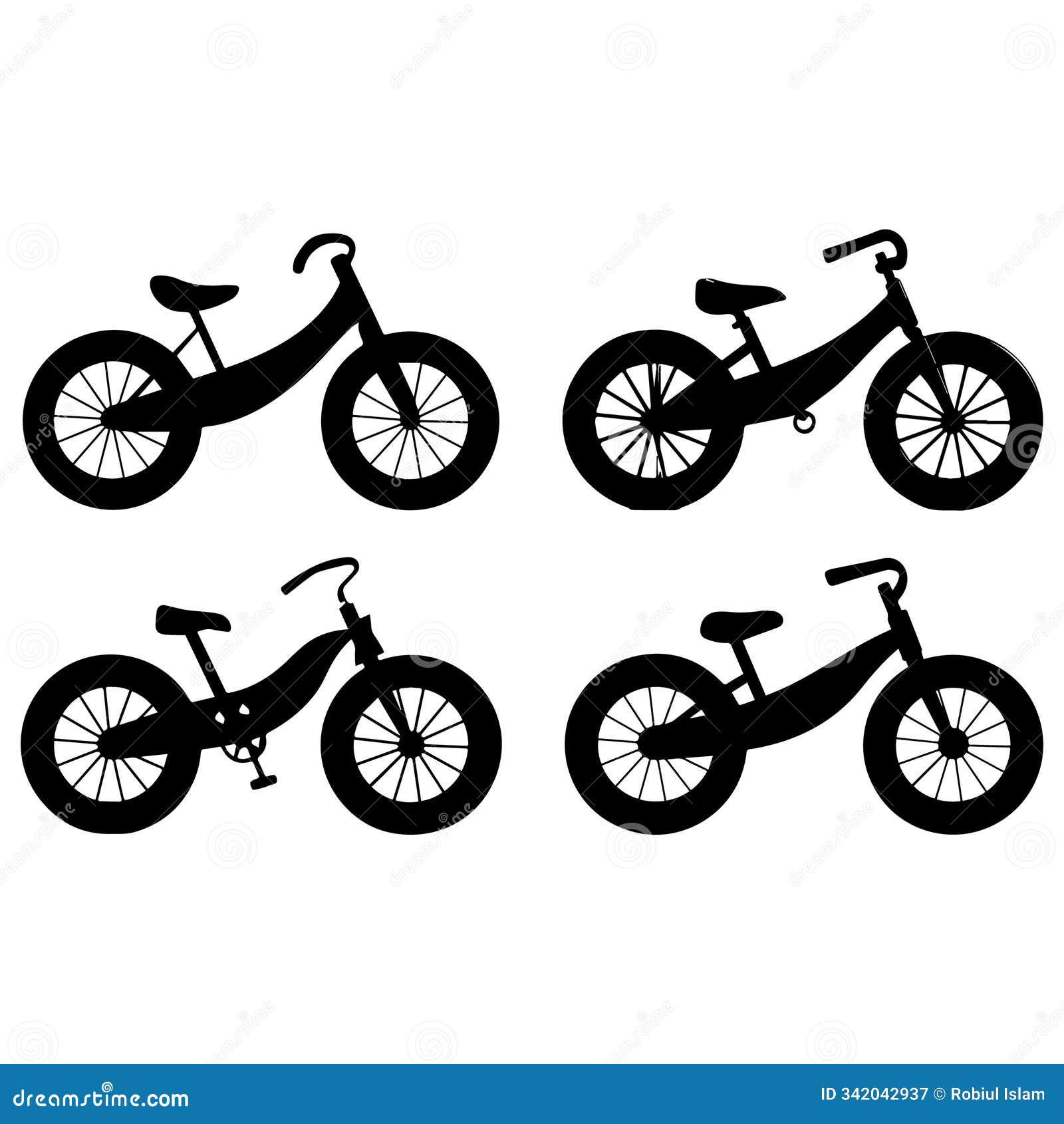 Cute Bicycle Silhouette Vector with Bold Rounded Wheels Design Stock ...