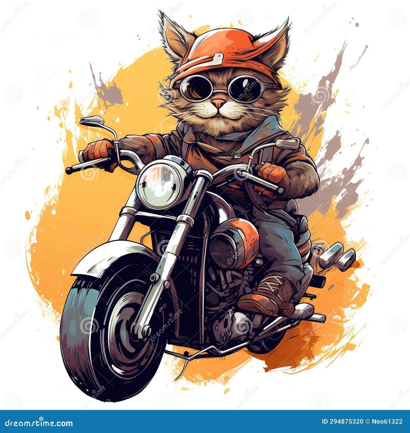 Cat Driving a Motorcycle in the Summer Generative AI Stock Illustration ...