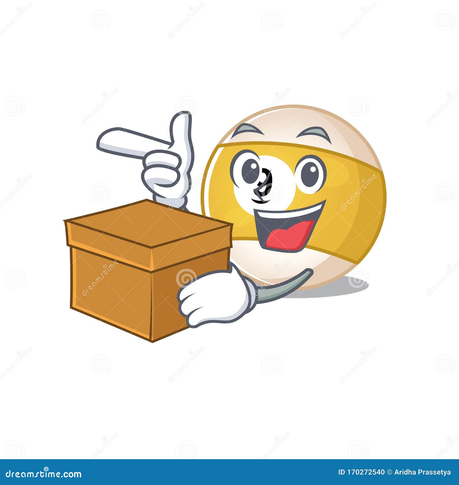 Cute Billiard Ball Cartoon Character Having a Box Stock Vector ...