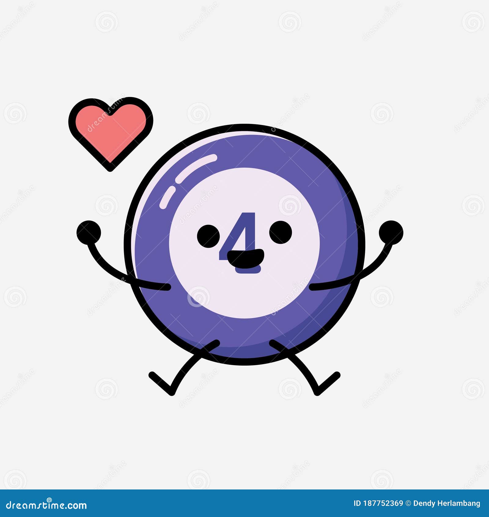 Cute Billiard Ball Mascot Vector Character in Flat Design Style Stock ...
